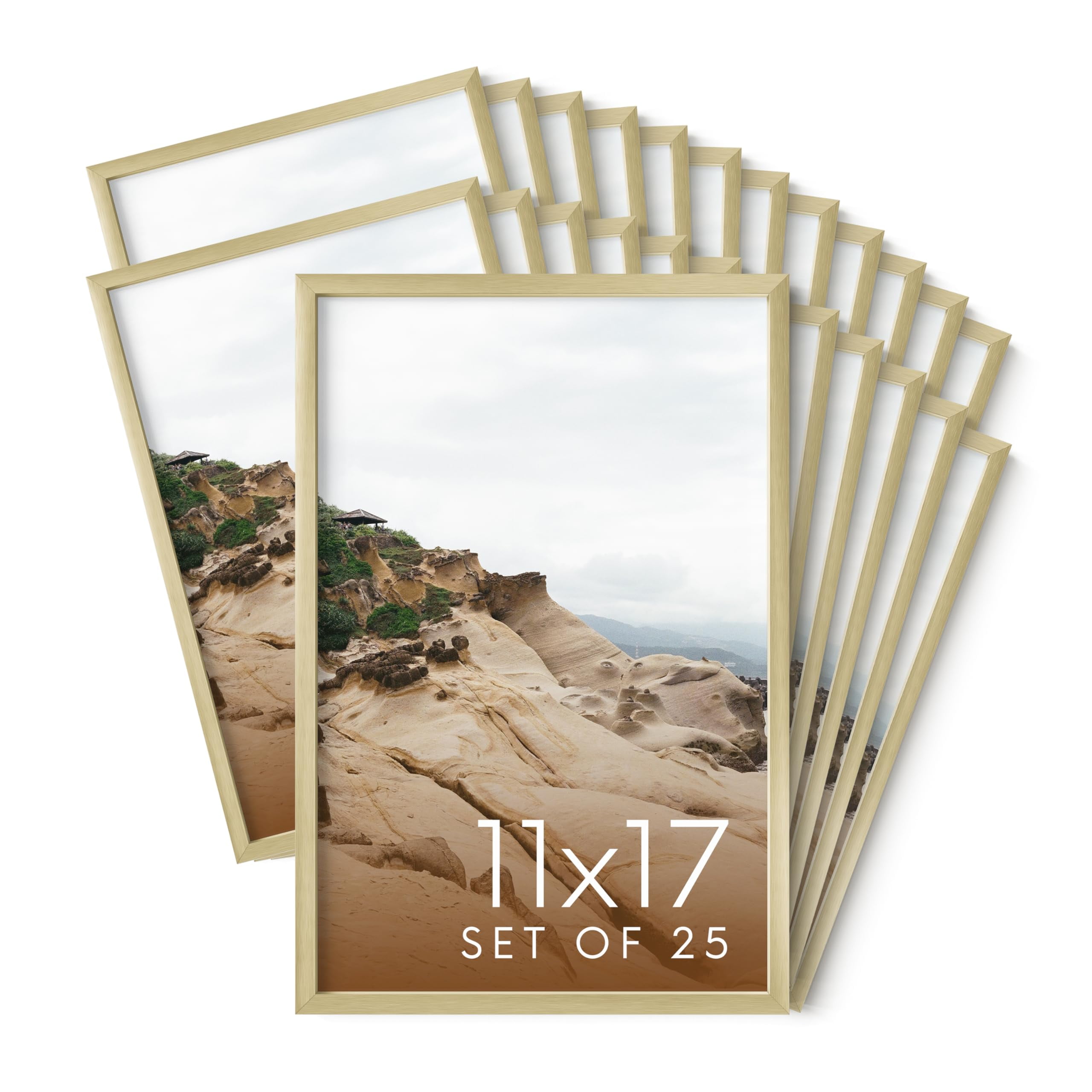 HAUS AND HUES 11x17 Gold Metal Picture Frames - Features Premium Aluminum, Vertical & Horizontal ...