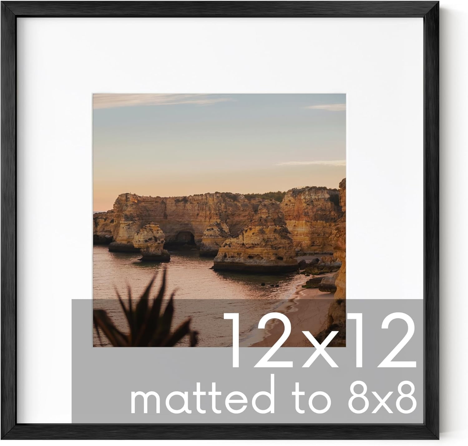 HAUS AND HUES 12x12 Black Metal Picture Frame Matted to 8x8 - Features ...