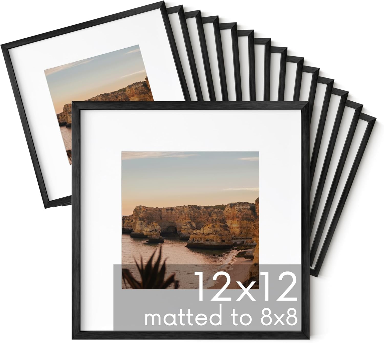 HAUS AND HUES 12x12 Black Metal Picture Frames Matted to 8x8 - Features ...