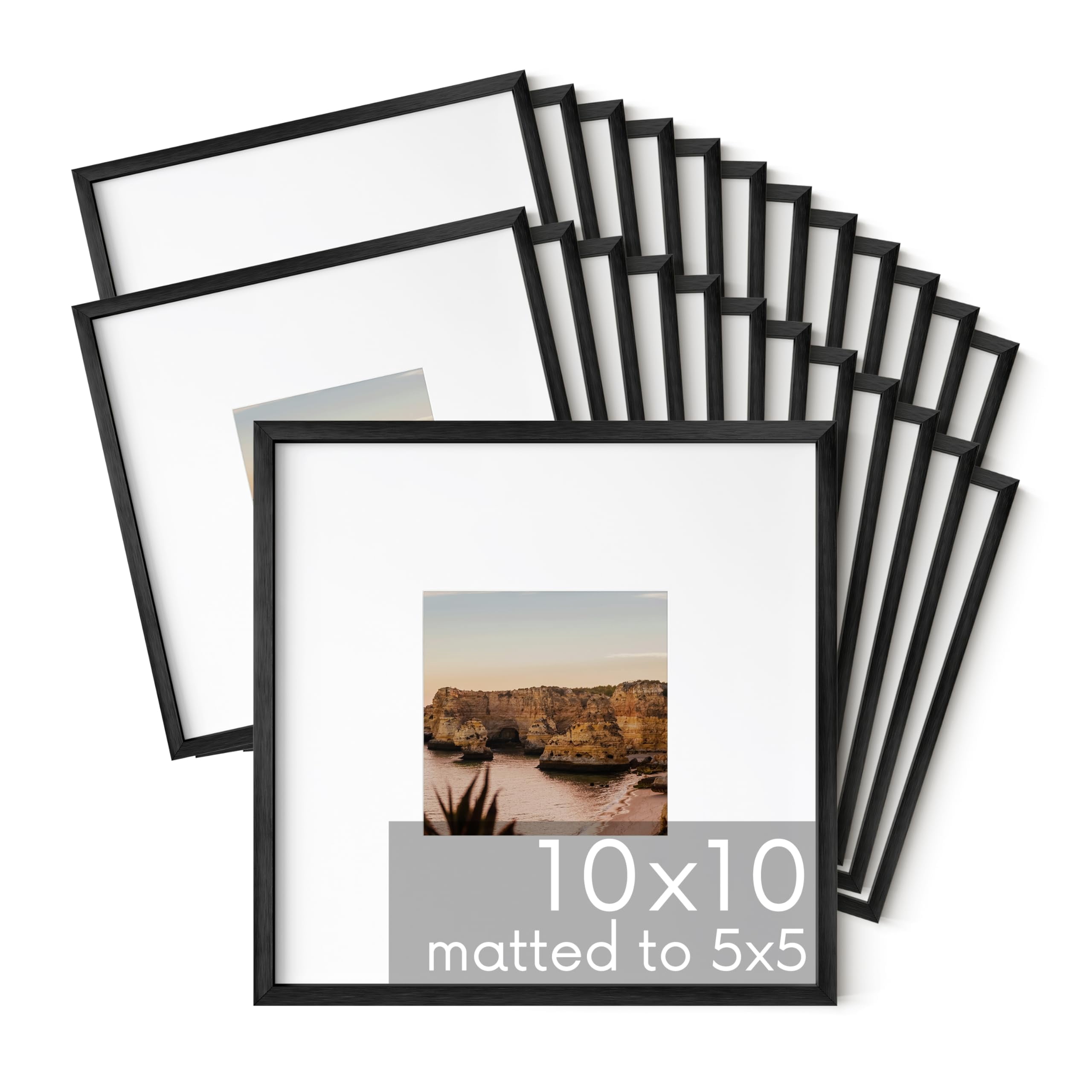 HAUS AND HUES 12x12 Black Metal Picture Frames Matted to 8x8 - Features ...