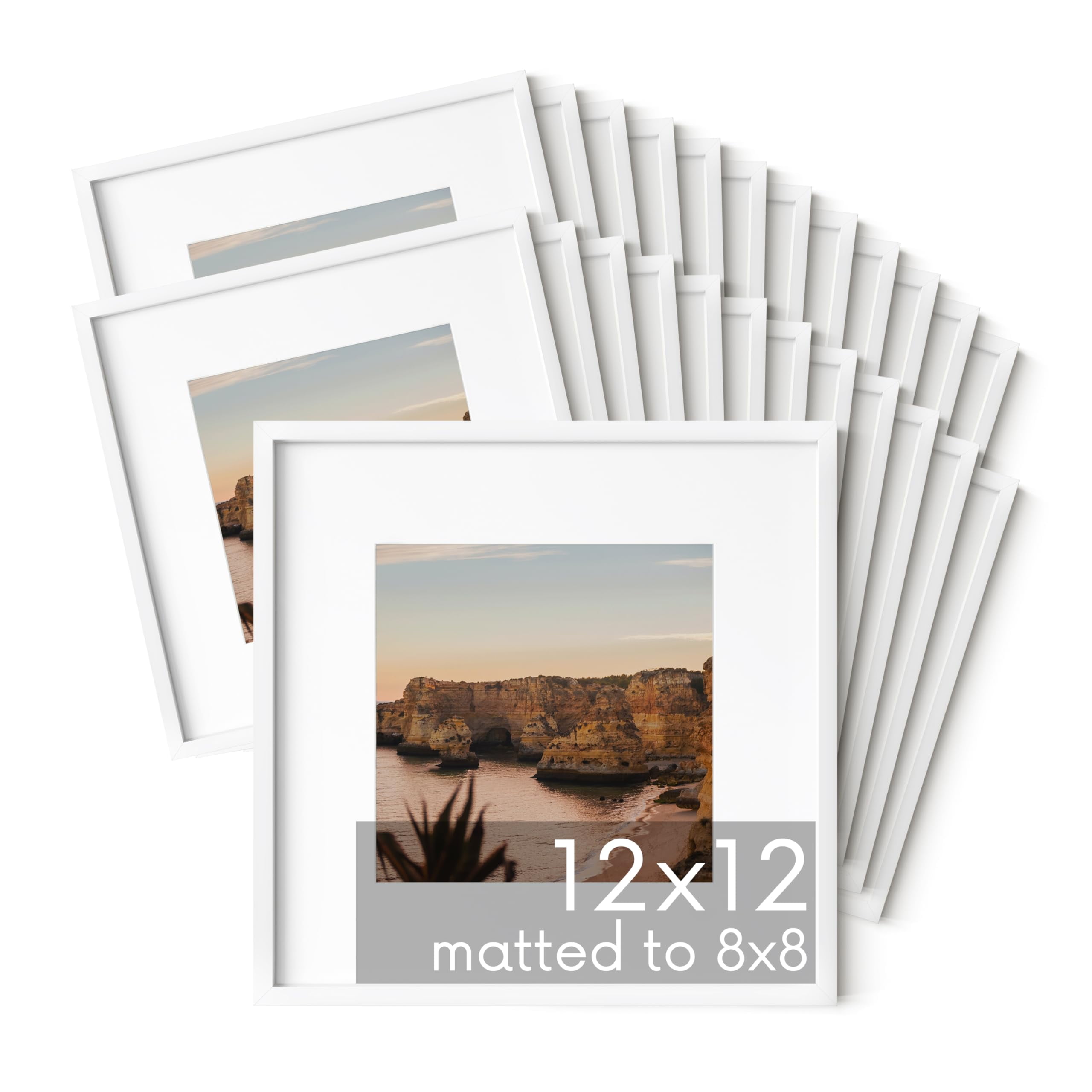 HAUS AND HUES 12x12 White Metal Picture Frames Matted to 8x8 - Features ...