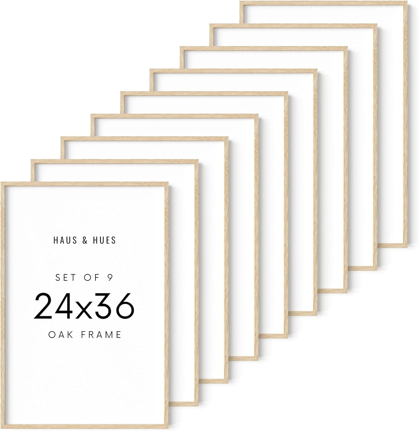 HAUS AND HUES 24"x36" Beige Oak Wood Frame Set of 9-24x36 Natural Wood ...