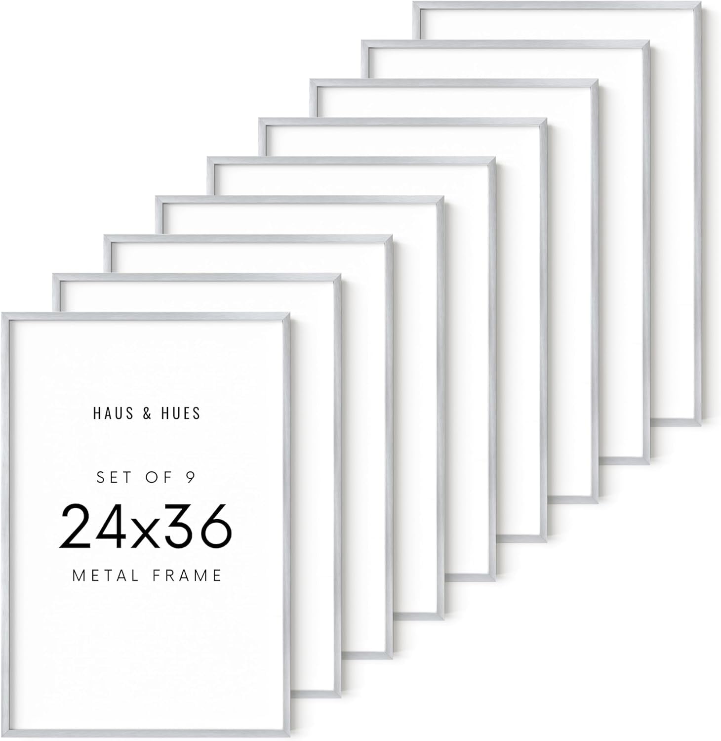 HAUS AND HUES 24x36 Silver Metal Picture Frames - Features Premium ...
