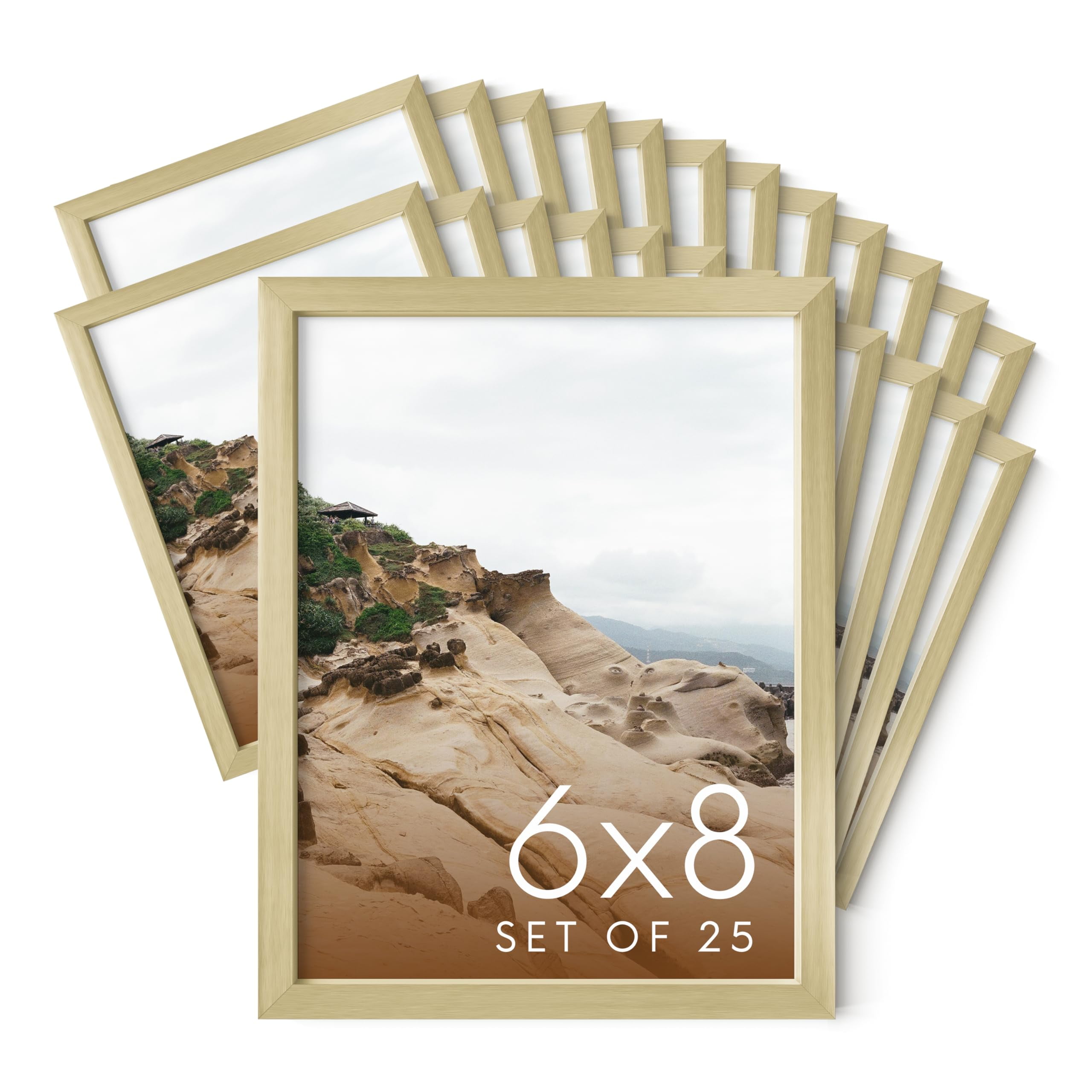 HAUS AND HUES 6x8 Gold Metal Picture Frames - 6x8 Frames Bulk - Features Premium Aluminum ...