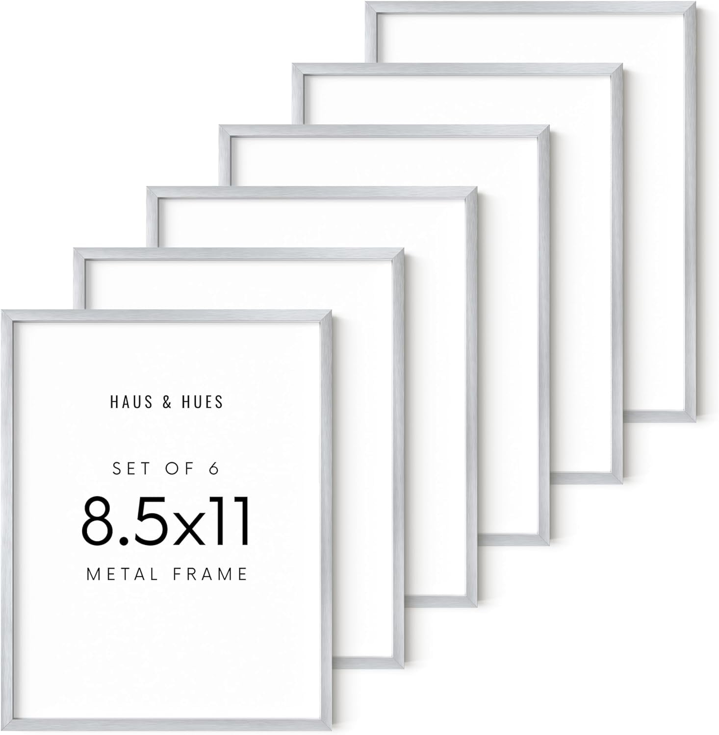 HAUS AND HUES 8.5x11 Silver Metal Picture Frames - Features Premium ...