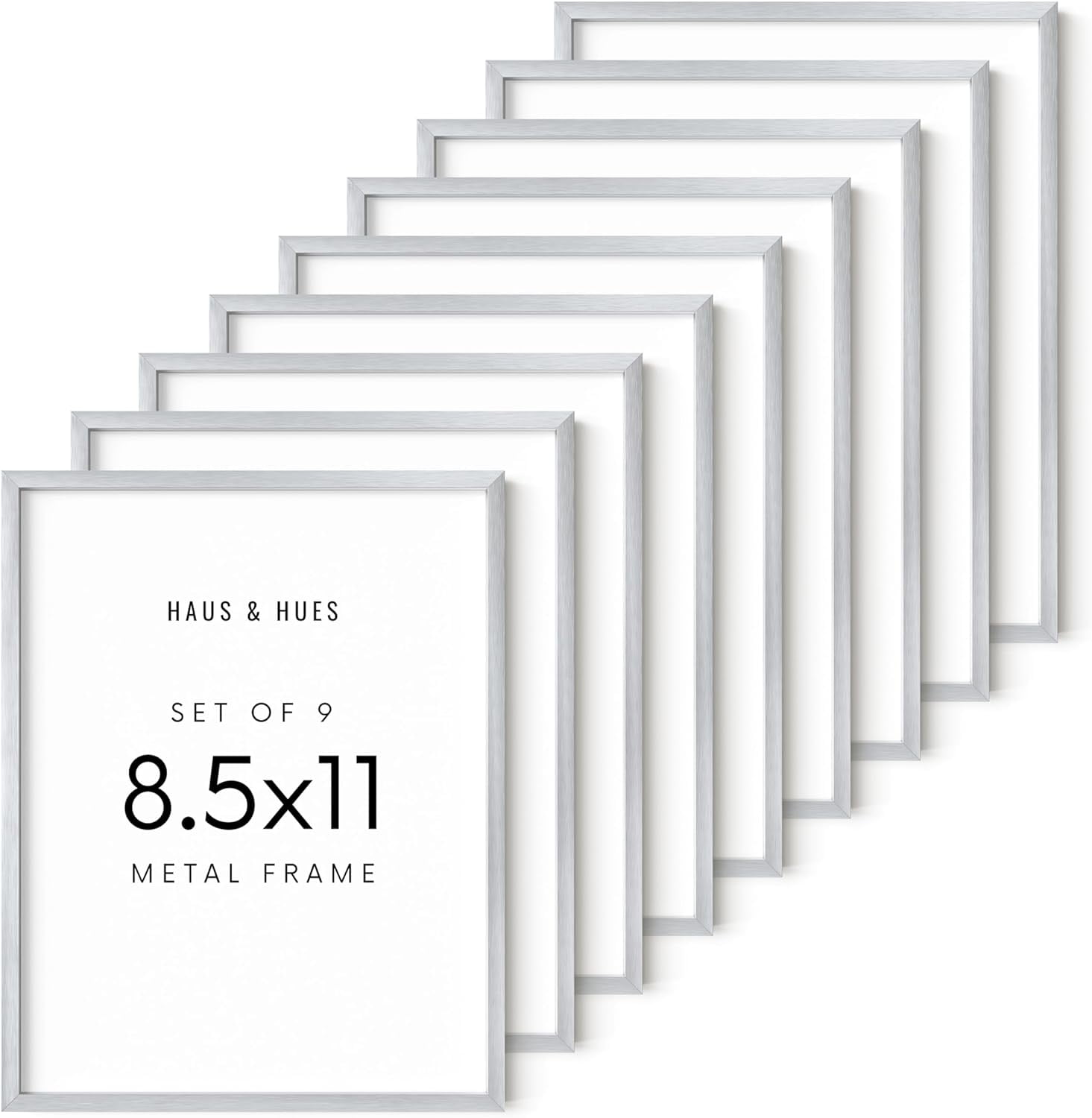 HAUS AND HUES 8.5x11 Silver Metal Picture Frames - Features Premium ...