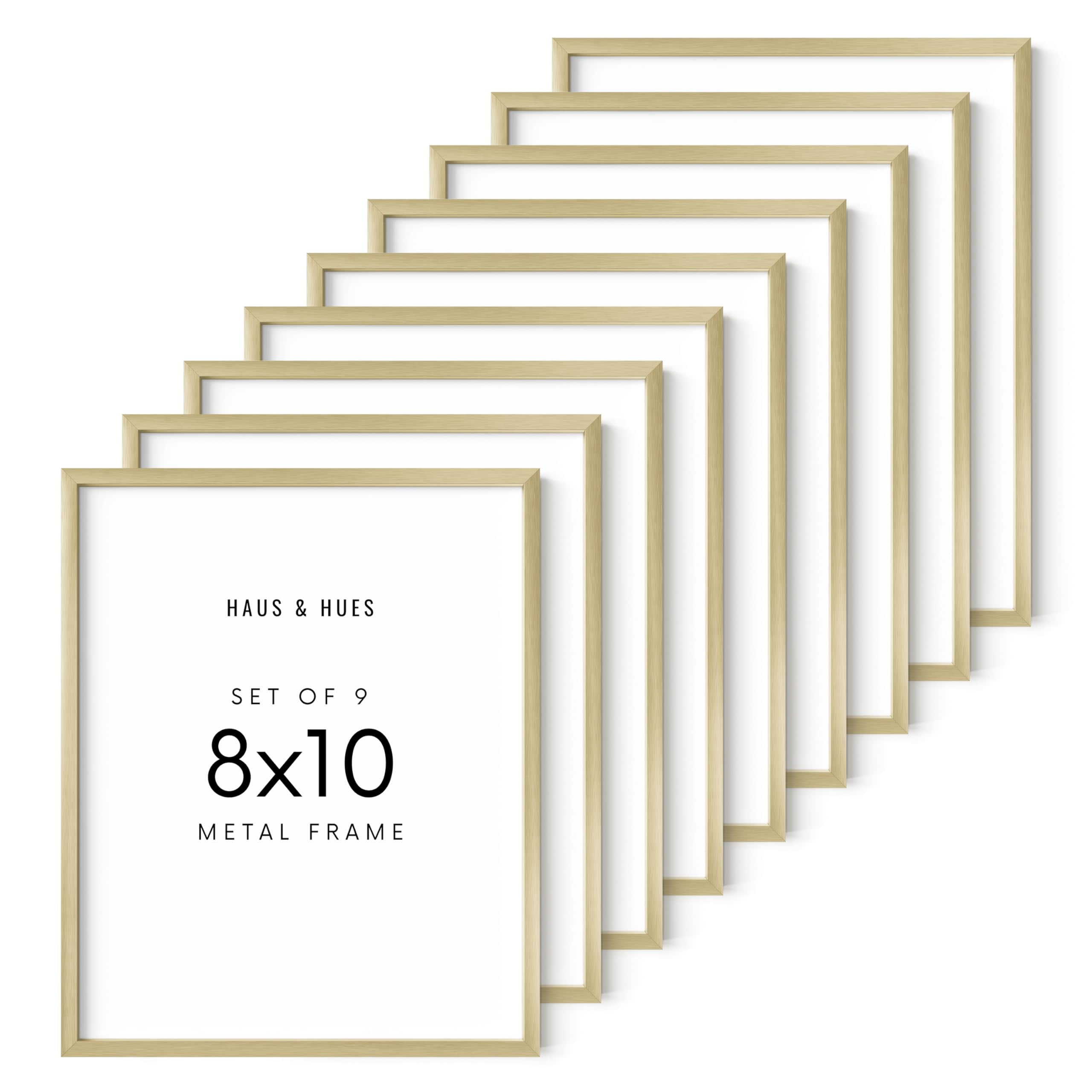 HAUS AND HUES 8x10 Gold Metal Picture Frames - Features Premium ...