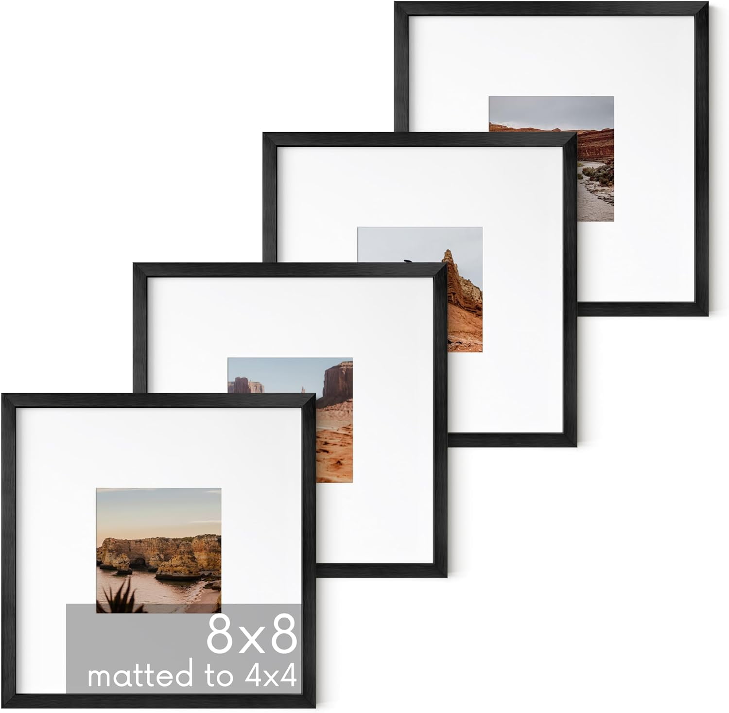 HAUS AND HUES 8x8 Black Metal Picture Frames Matted to 4x4 - Features ...