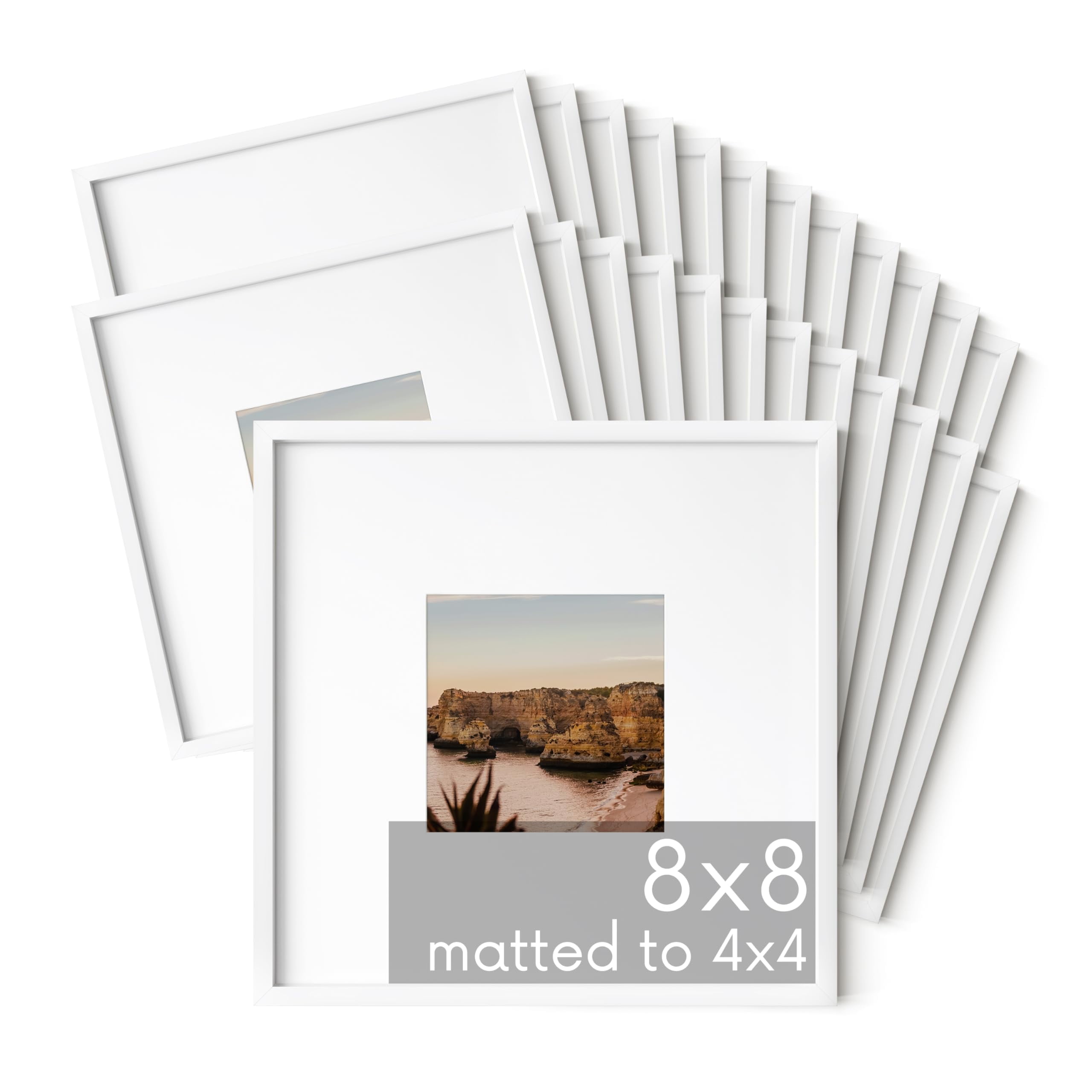 HAUS AND HUES 8x8 White Metal Picture Frames Matted to 4x4 - Features ...
