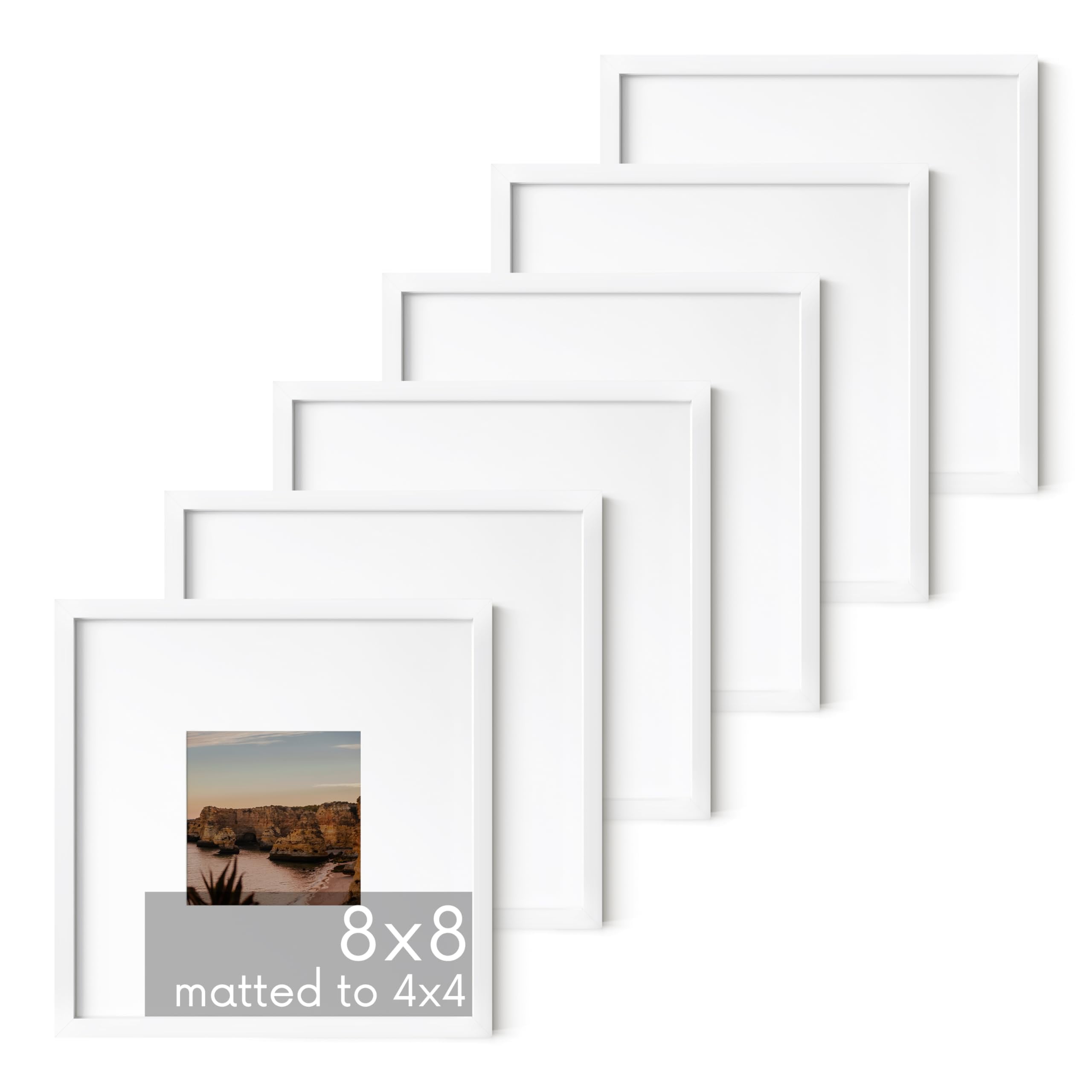 HAUS AND HUES 8x8 White Metal Picture Frames Matted to 4x4 - Features ...