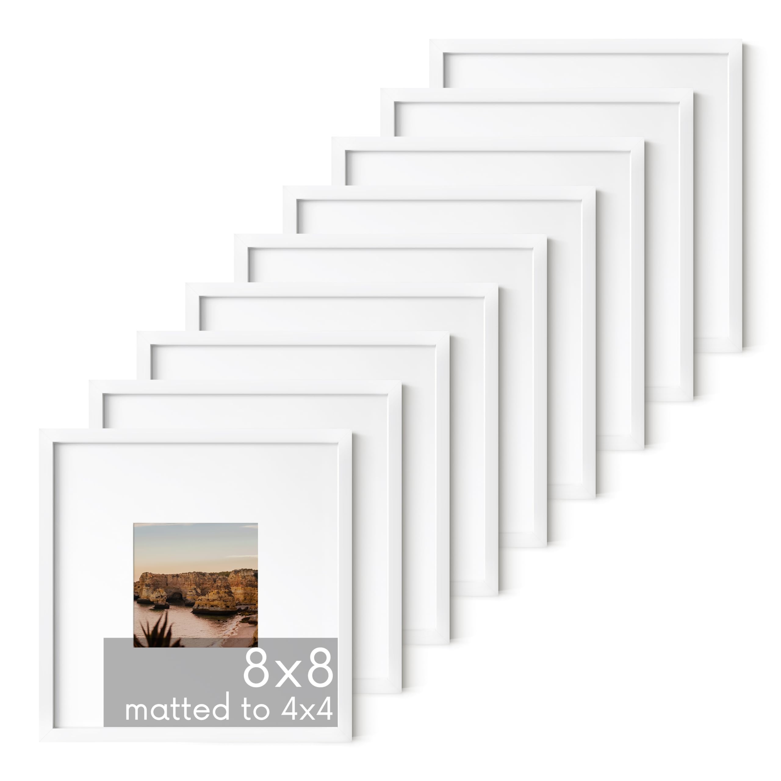 HAUS AND HUES 8x8 White Metal Picture Frames Matted to 4x4 - Features ...