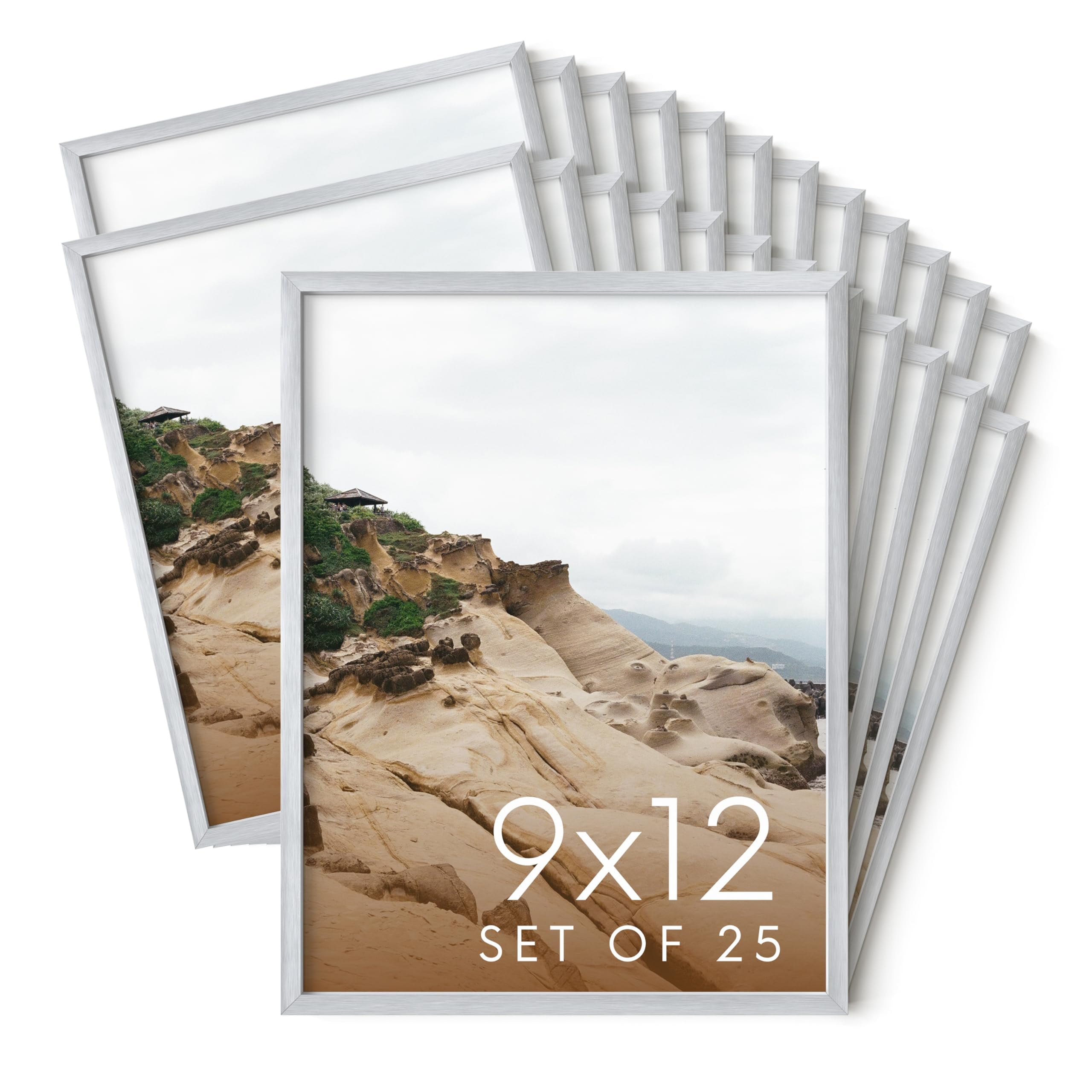 HAUS AND HUES 9x12 Silver Metal Picture Frames - Features Premium ...