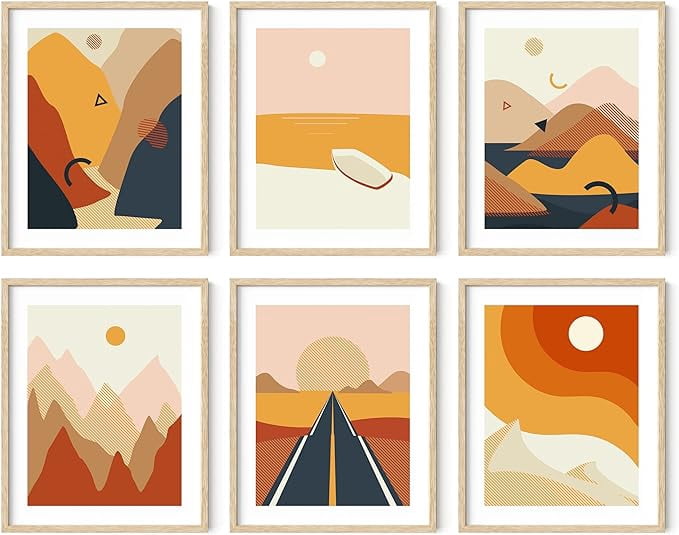 HAUS AND HUES Abstract Minimalist Landscape Wall Art Prints - Set of 6 ...