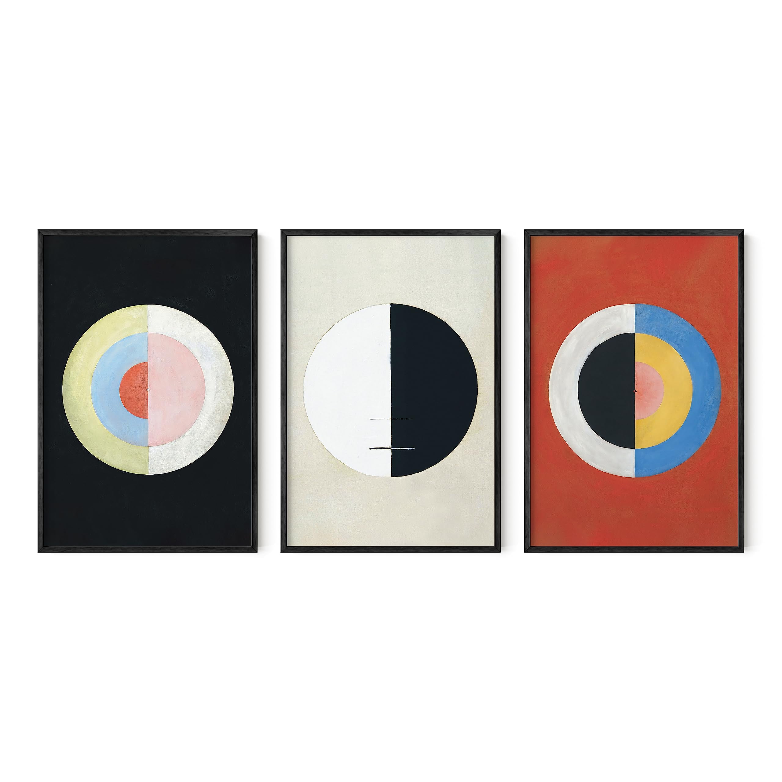 HAUS AND HUES Abstract Wall Art - Set of 3 Geometric Wall Art Vintage ...