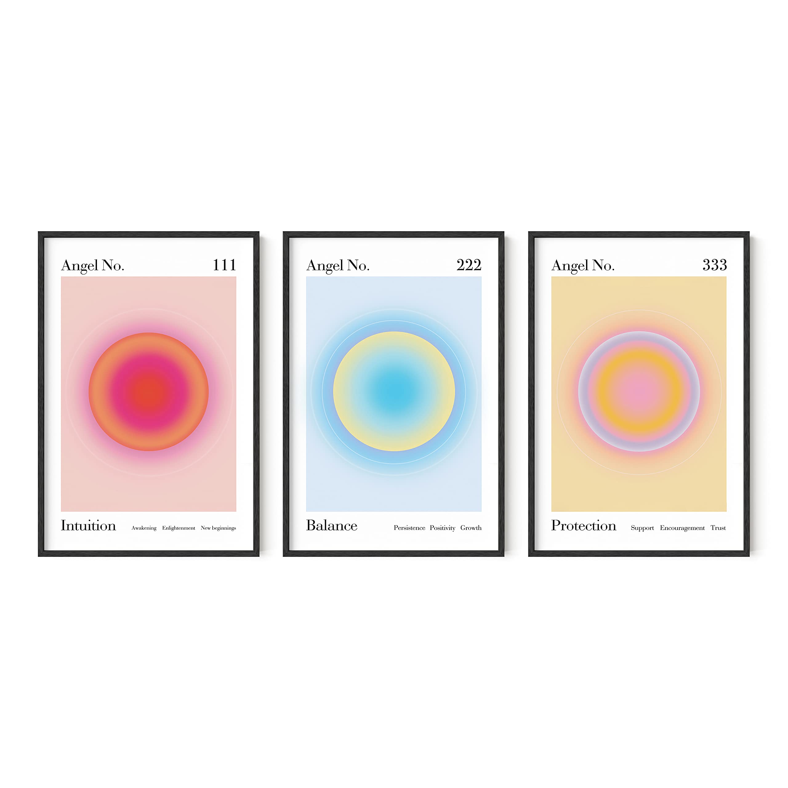 HAUS AND HUES Angel Number Wall Art - Set of 3 Positive Framed Art ...