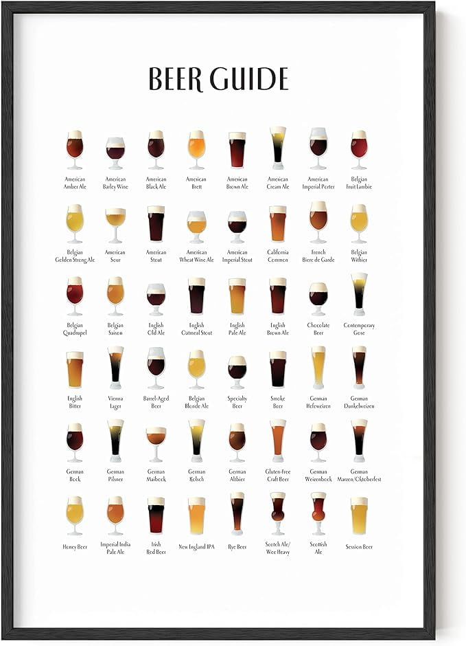 HAUS AND HUES Beer Types Poster & Bar Wall Decor - Ideal for Man Cave ...