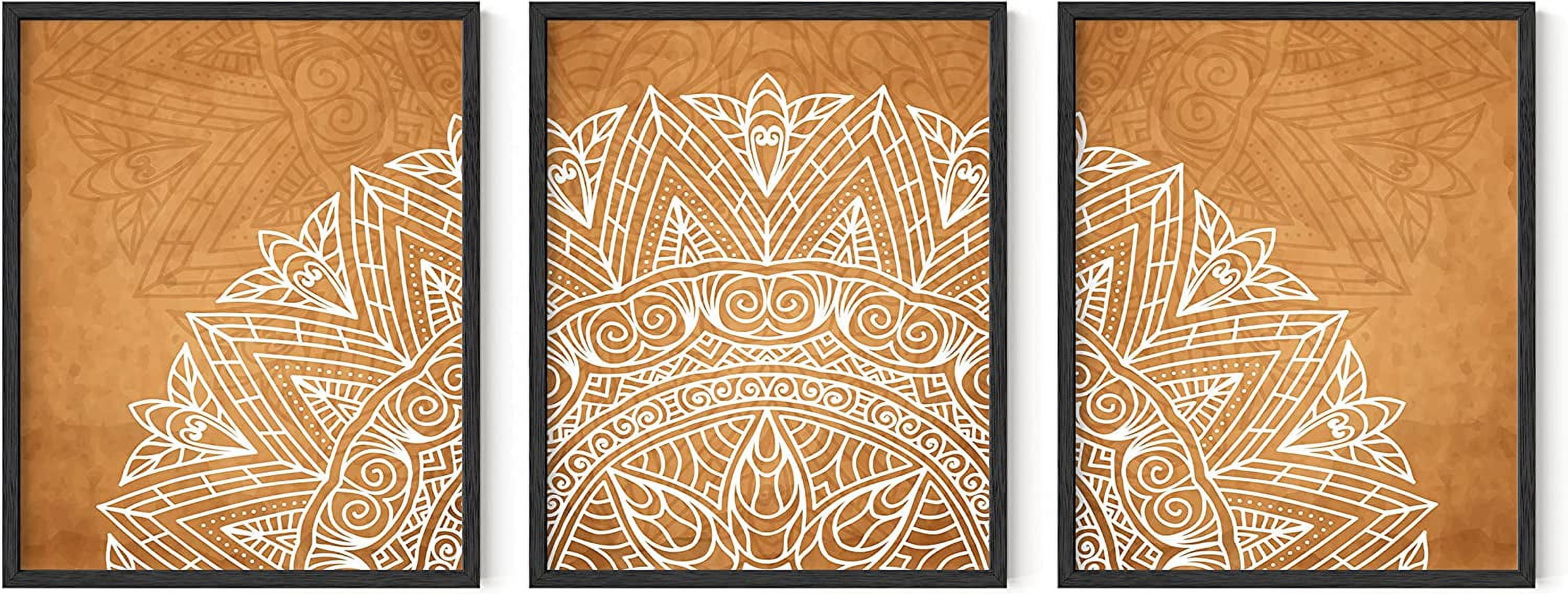 HAUS AND HUES Bohemian Wall Art - Set of 3 Gold Mandala Wall Art, Boho ...