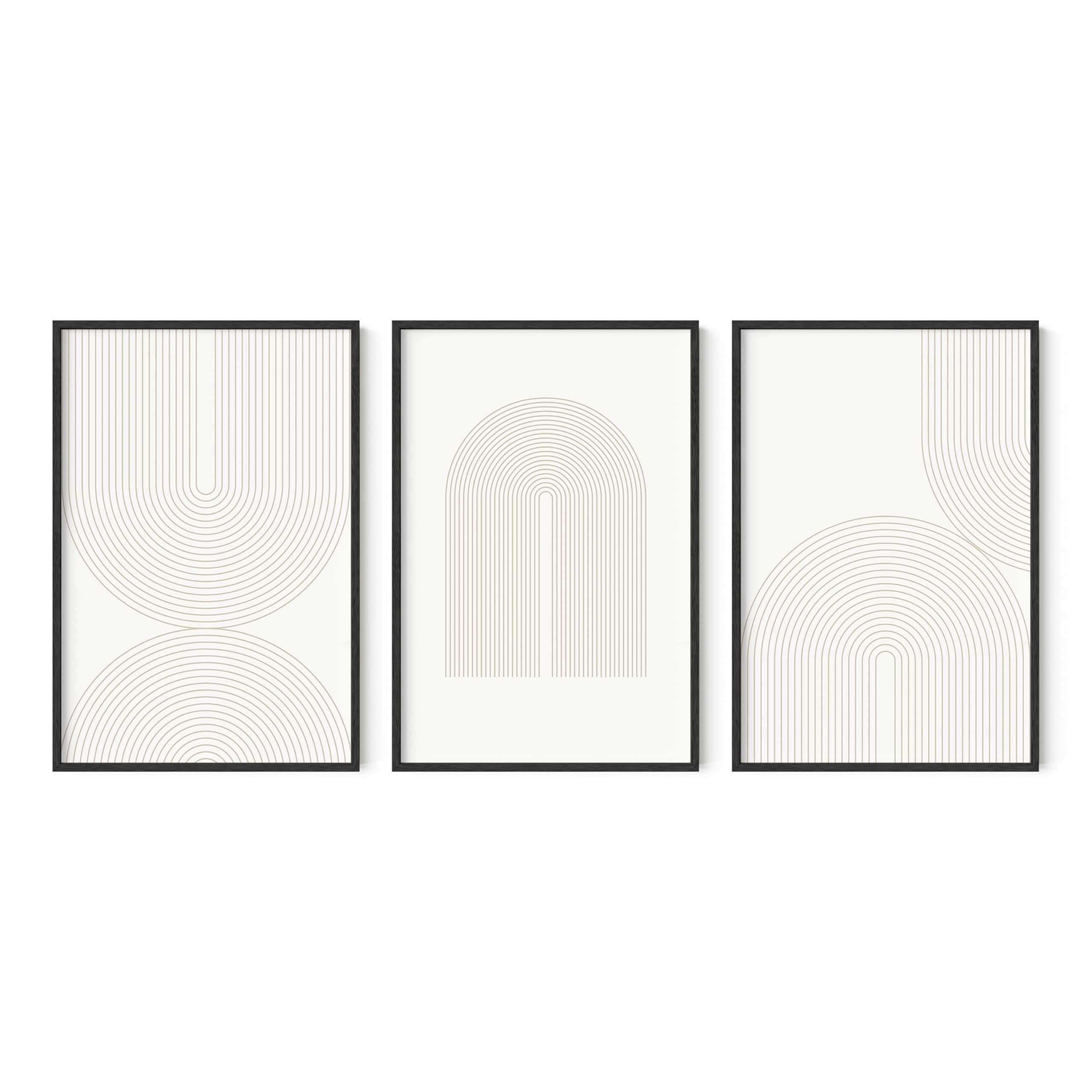 HAUS AND HUES Boho Wall Art - Set of 3 Framed Mid Century Modern Wall ...