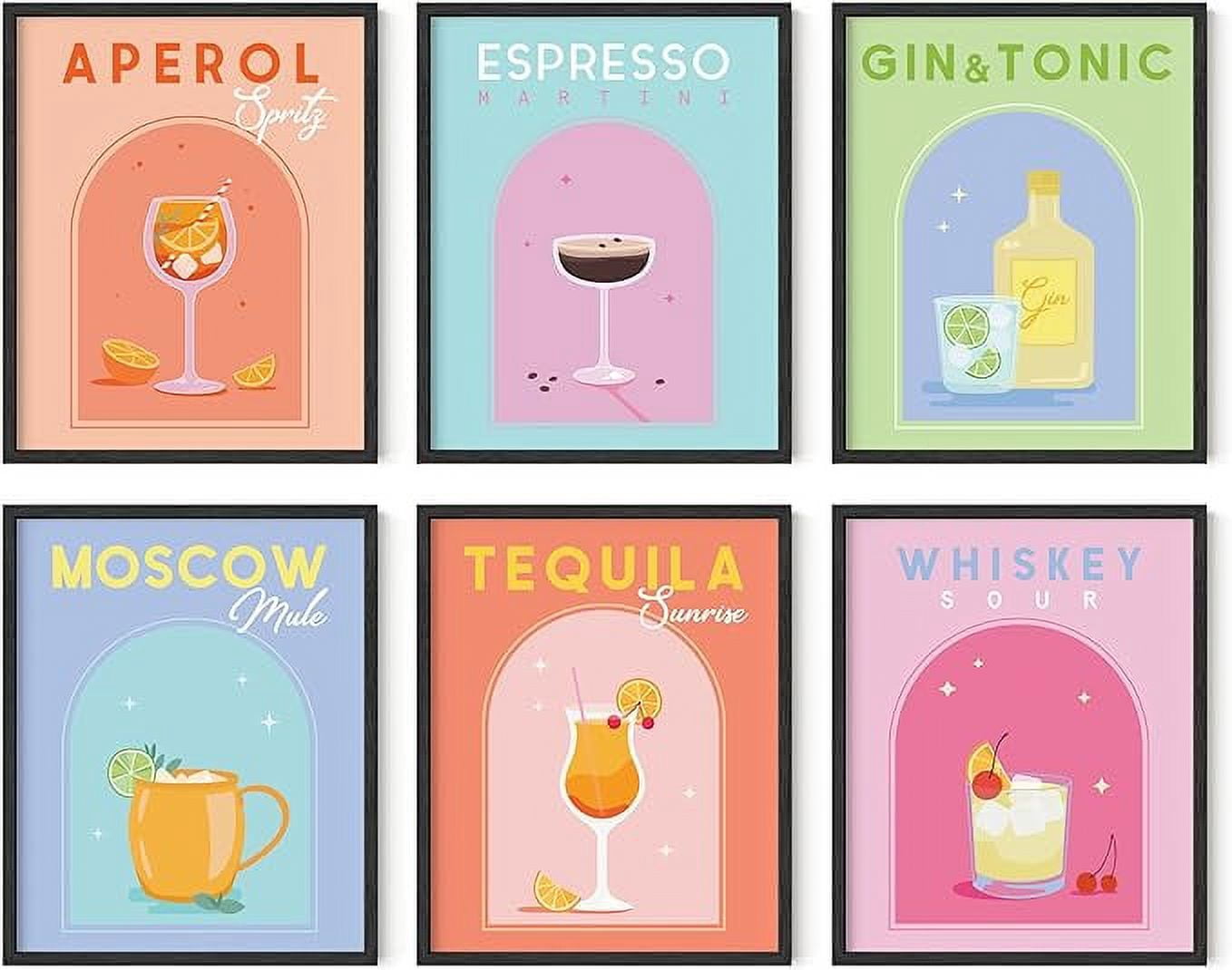HAUS AND HUES Danish Pastel Posters Alcohol Poster - Set of 6 Aesthetic ...