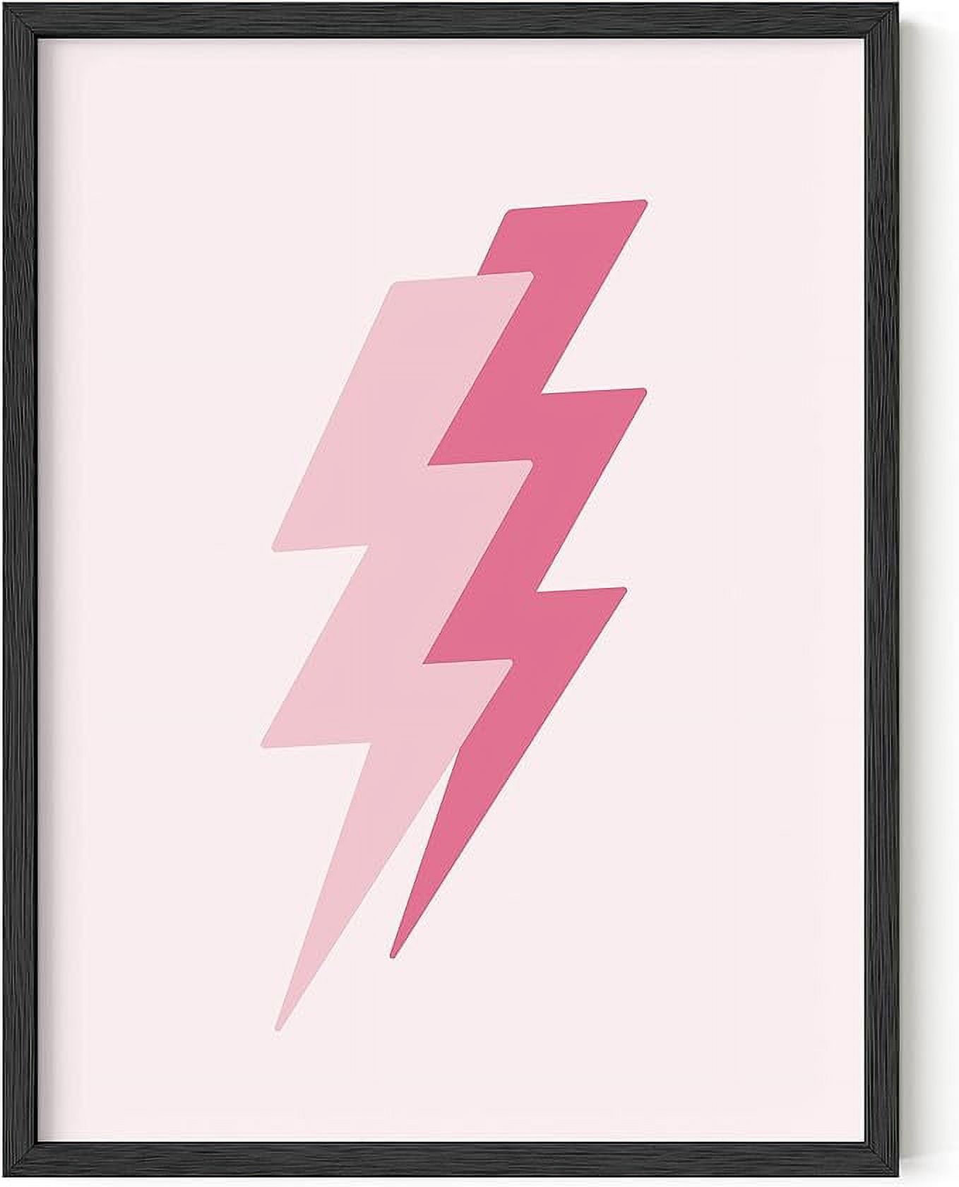 HAUS AND HUES Duo Pink Lightning Poster Lightning Bolt Poster for Trendy Pink Room Decor ...