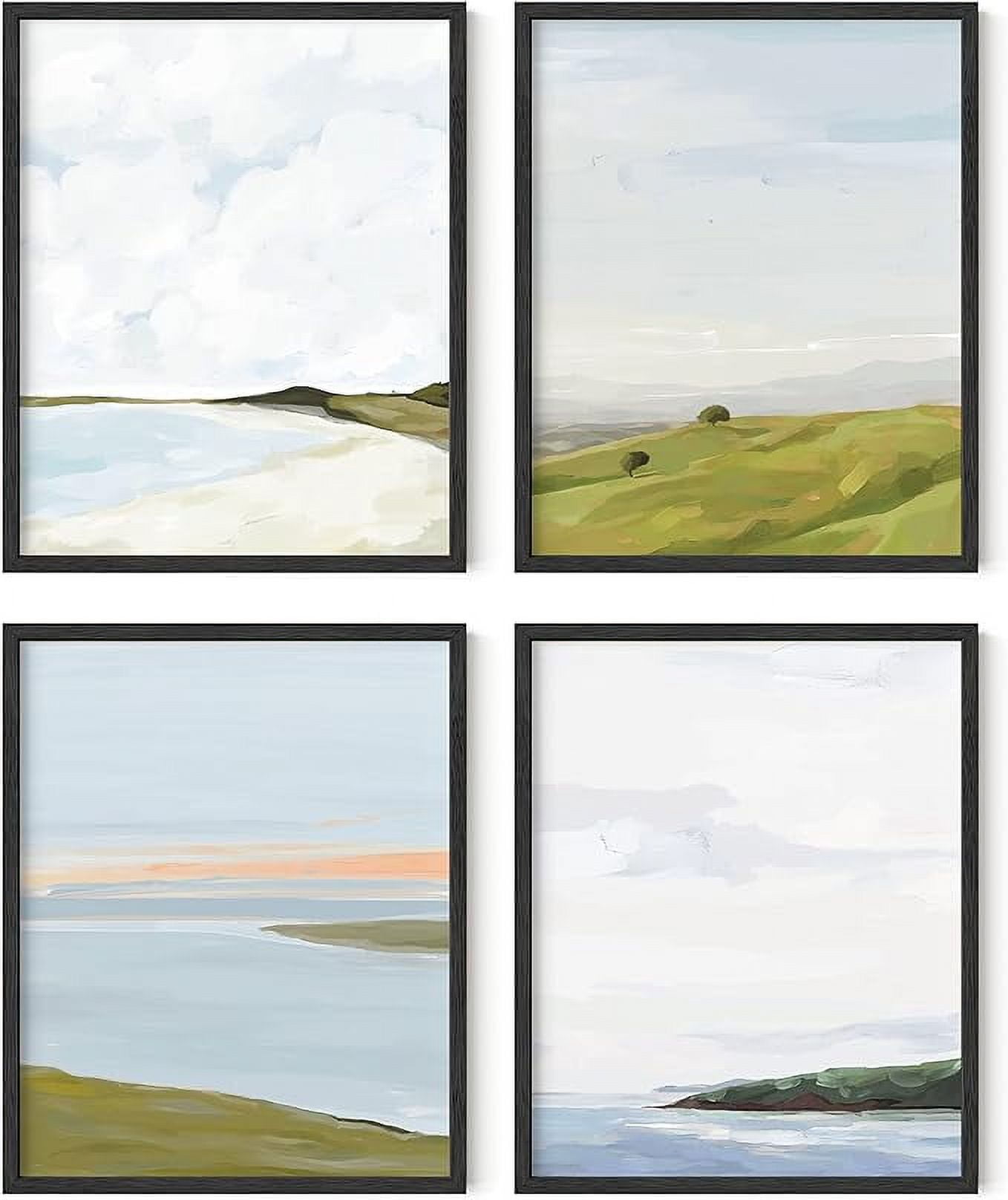 HAUS AND HUES Framed Landscape Wall Art - Set of 4 Nature Poster, Oil ...