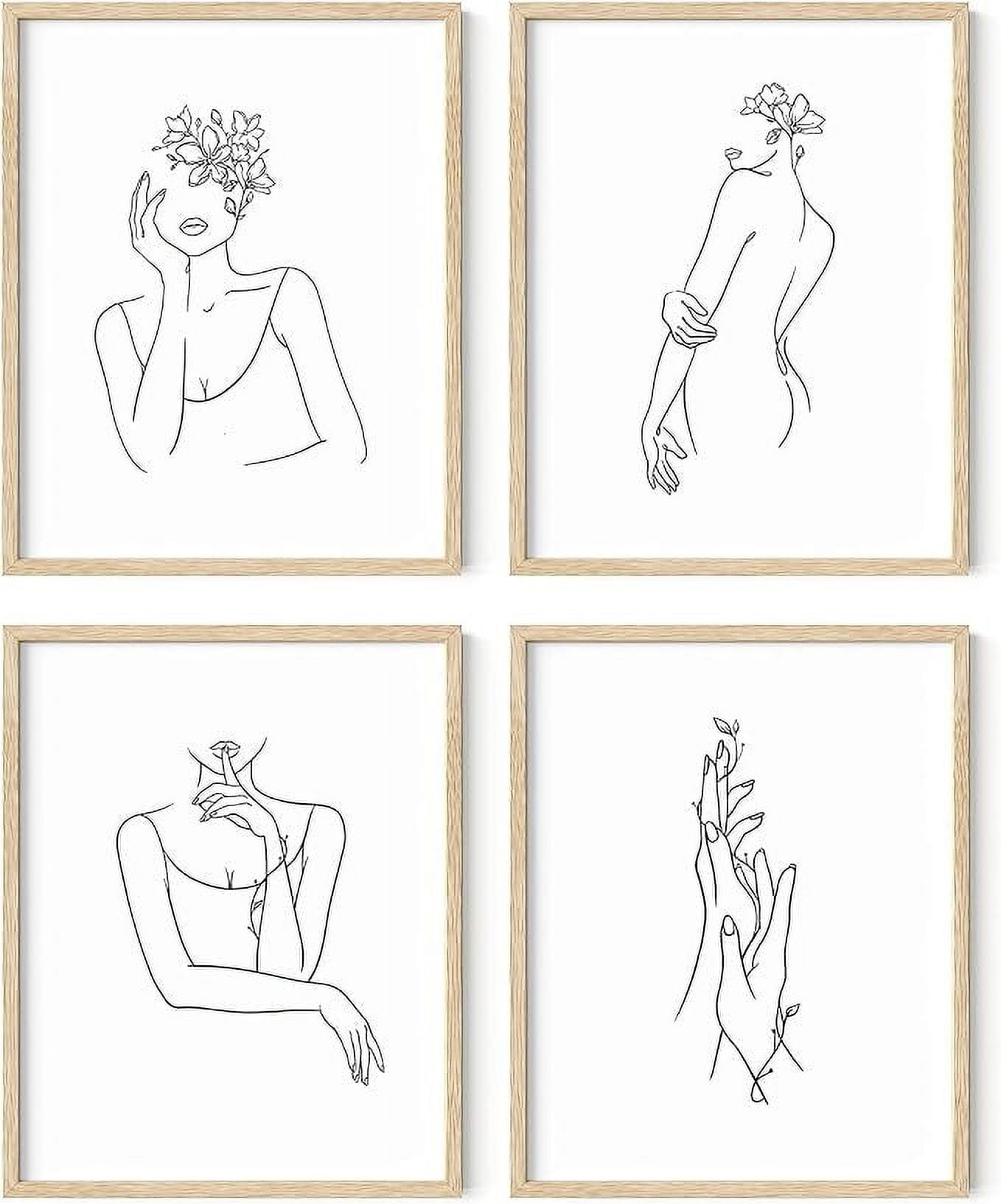 HAUS AND HUES Minimalist Line Art Wall Decor Set of 4 Minimalist Wall ...