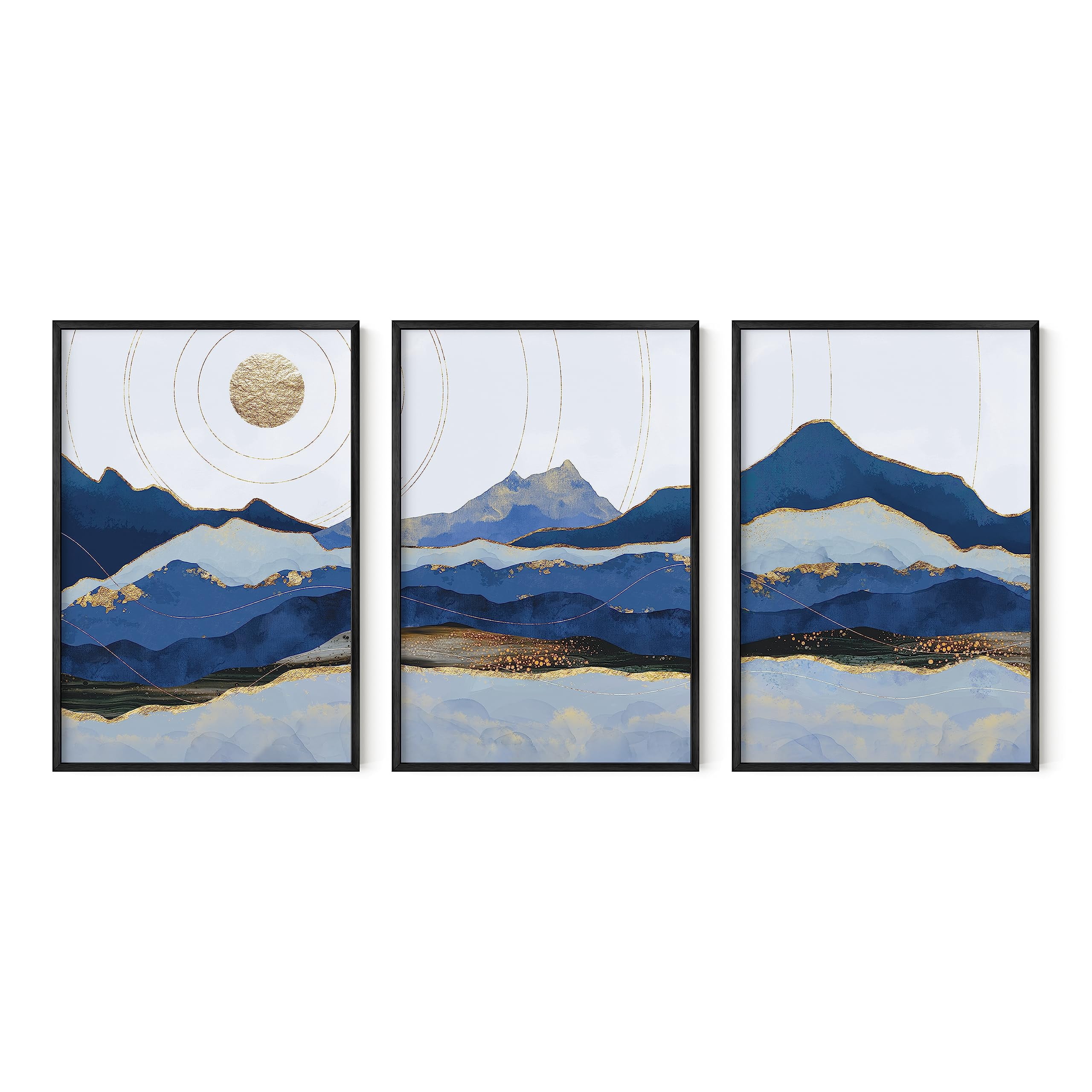 Haus And Hues Mountain Wall Art Blue Wall Decor Nature Wall Art Set
