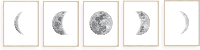HAUS AND HUES Phases of the Moon Wall Decor - Set of 5 Moon Phases ...
