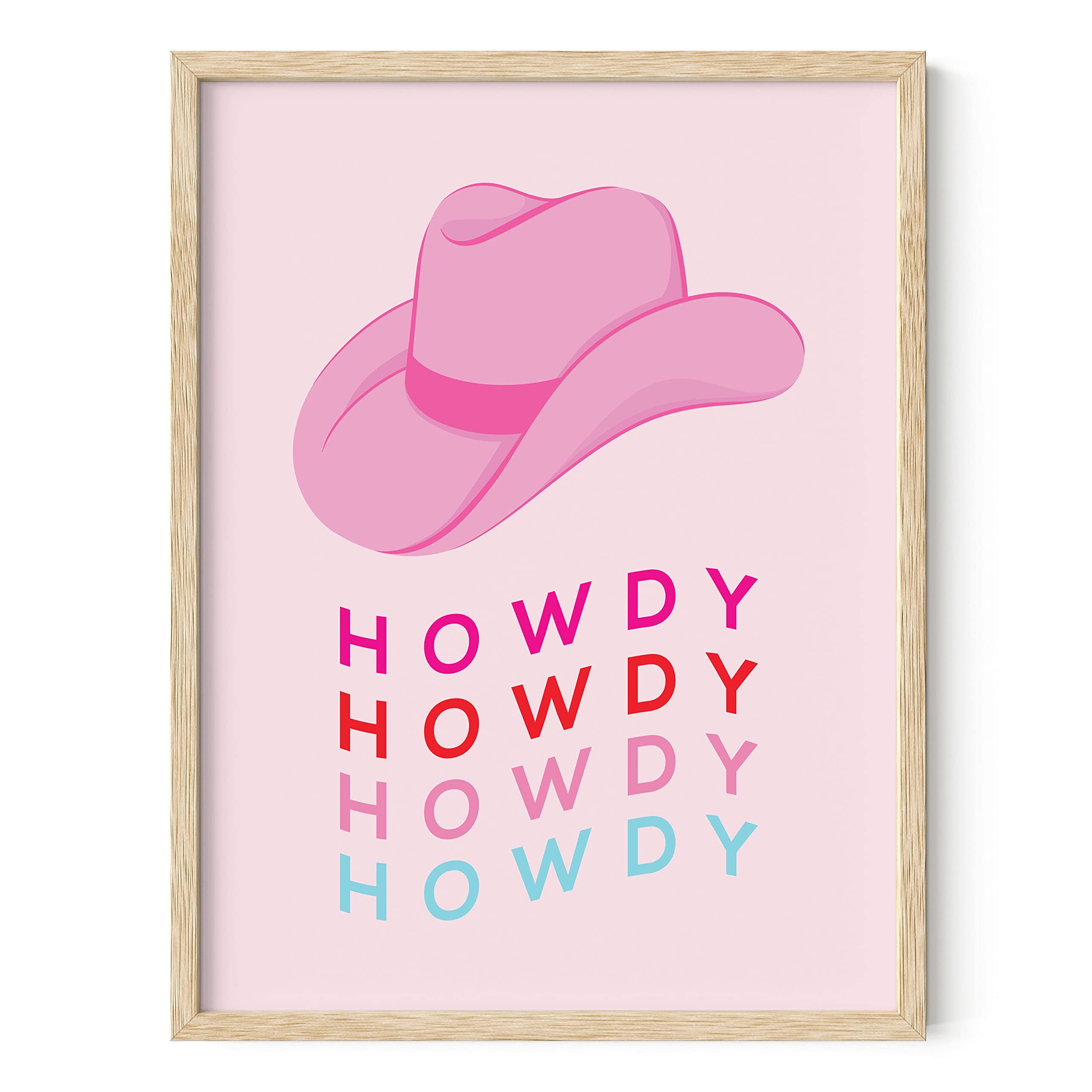 Haus And Hues Pink Howdy Posters Preppy 12" x 16" Framed Art Print ...