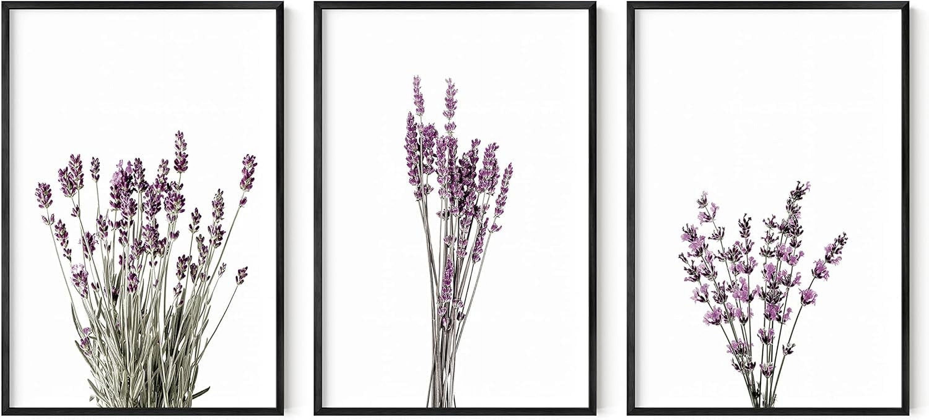 HAUS AND HUES Purple Floral Wall Art Set of 3 - Lavender Flower Picture ...