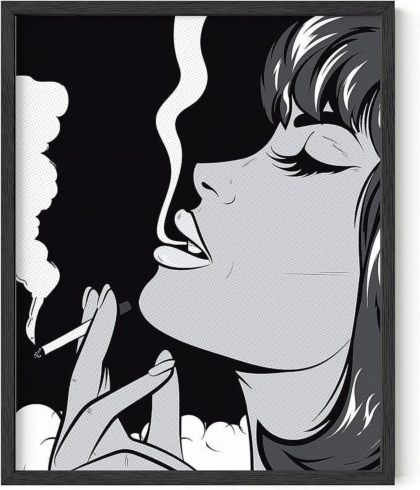 HAUS AND HUES Retro Posters of Woman Smoking Wall Art Black and White ...