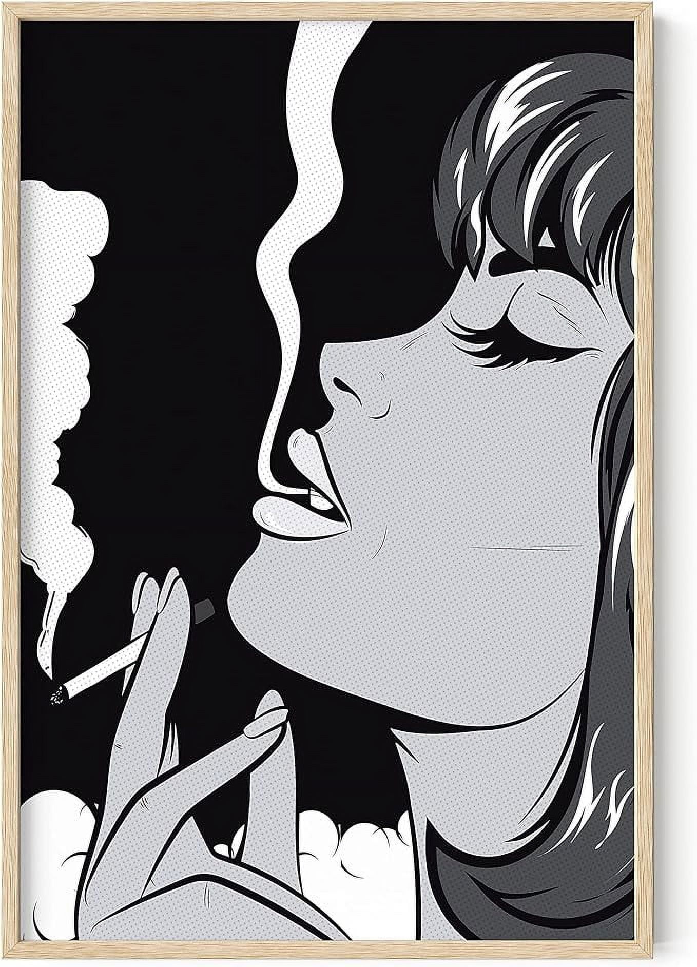 HAUS AND HUES Retro Posters of Woman Smoking Wall Art Black and White ...