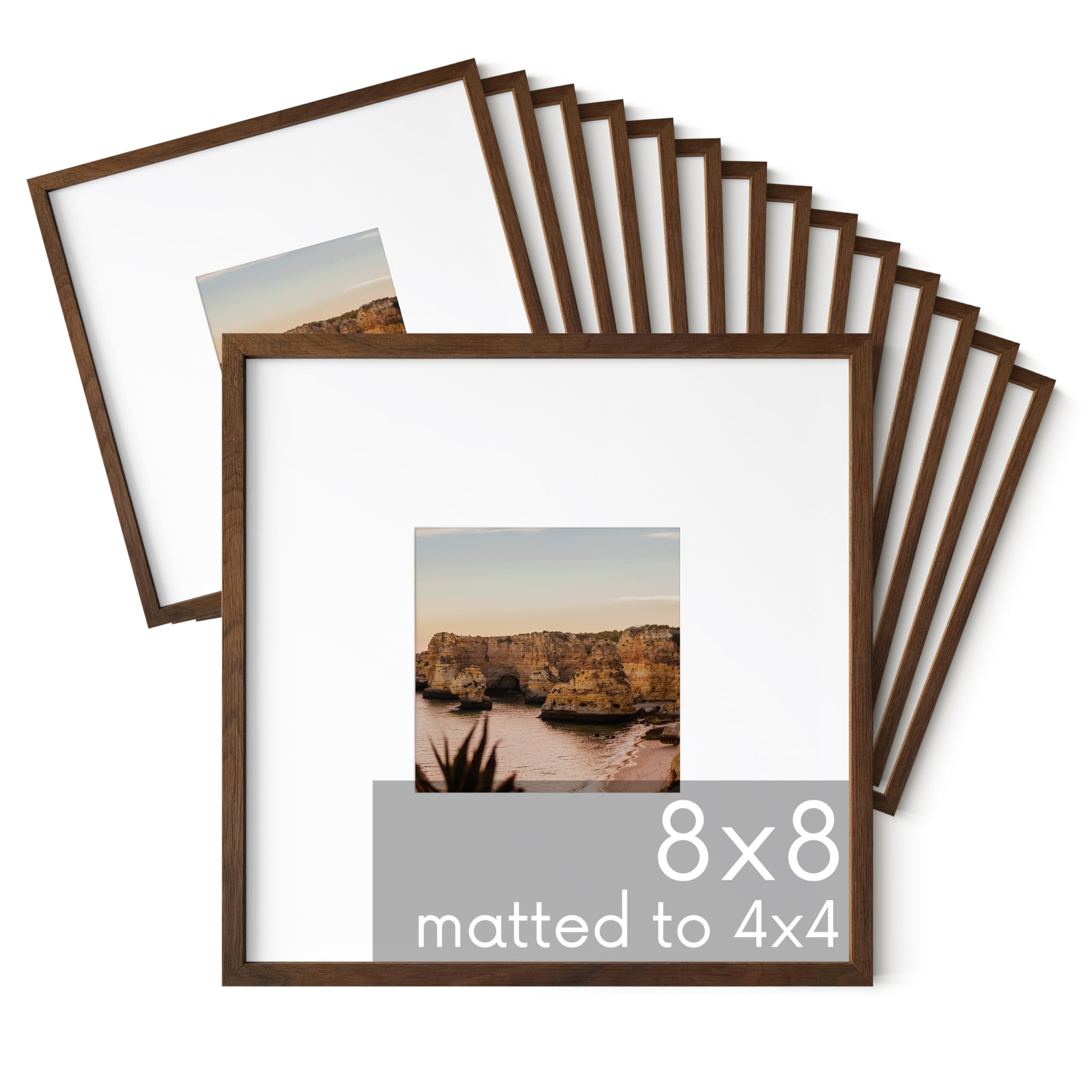 HAUS AND HUES Set of 15 Square Walnut 8x8 Picture Frames - Perfect for ...