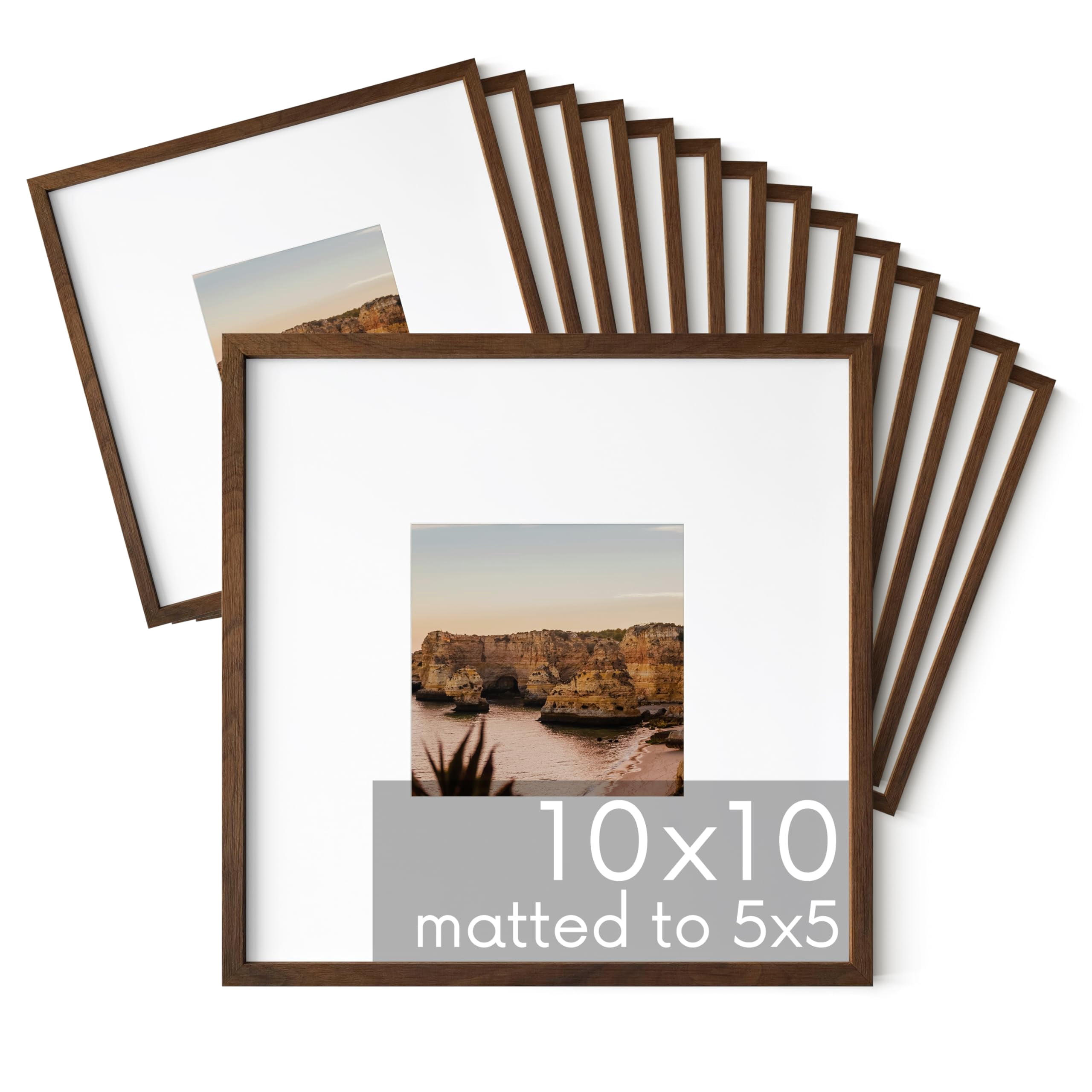 HAUS AND HUES Set of 15 Walnut Wood 10x10 Square Picture Frames ...