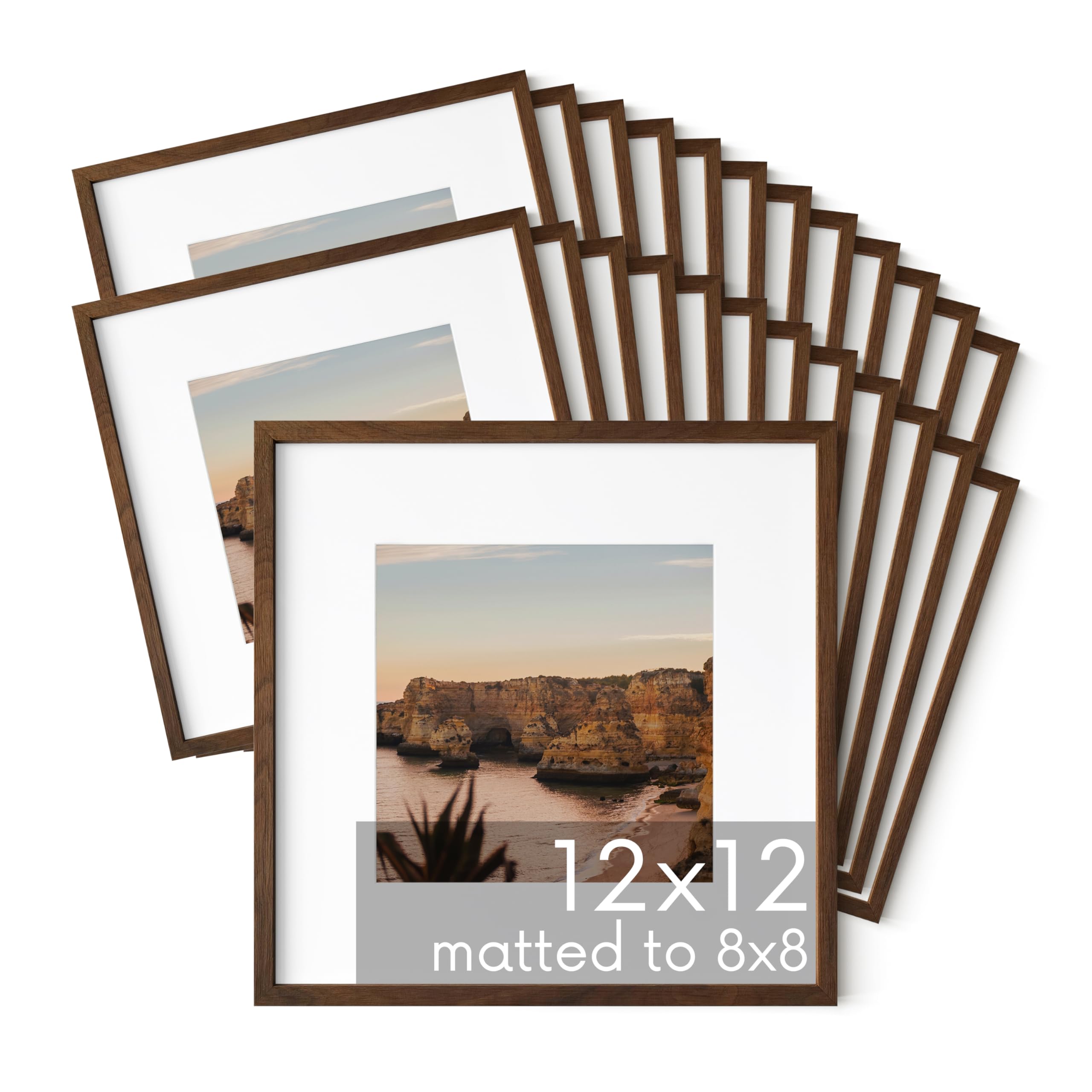 HAUS AND HUES Set of 25 Walnut Wood 12x12 Square Picture Frames - Classic Elegance for Your ...