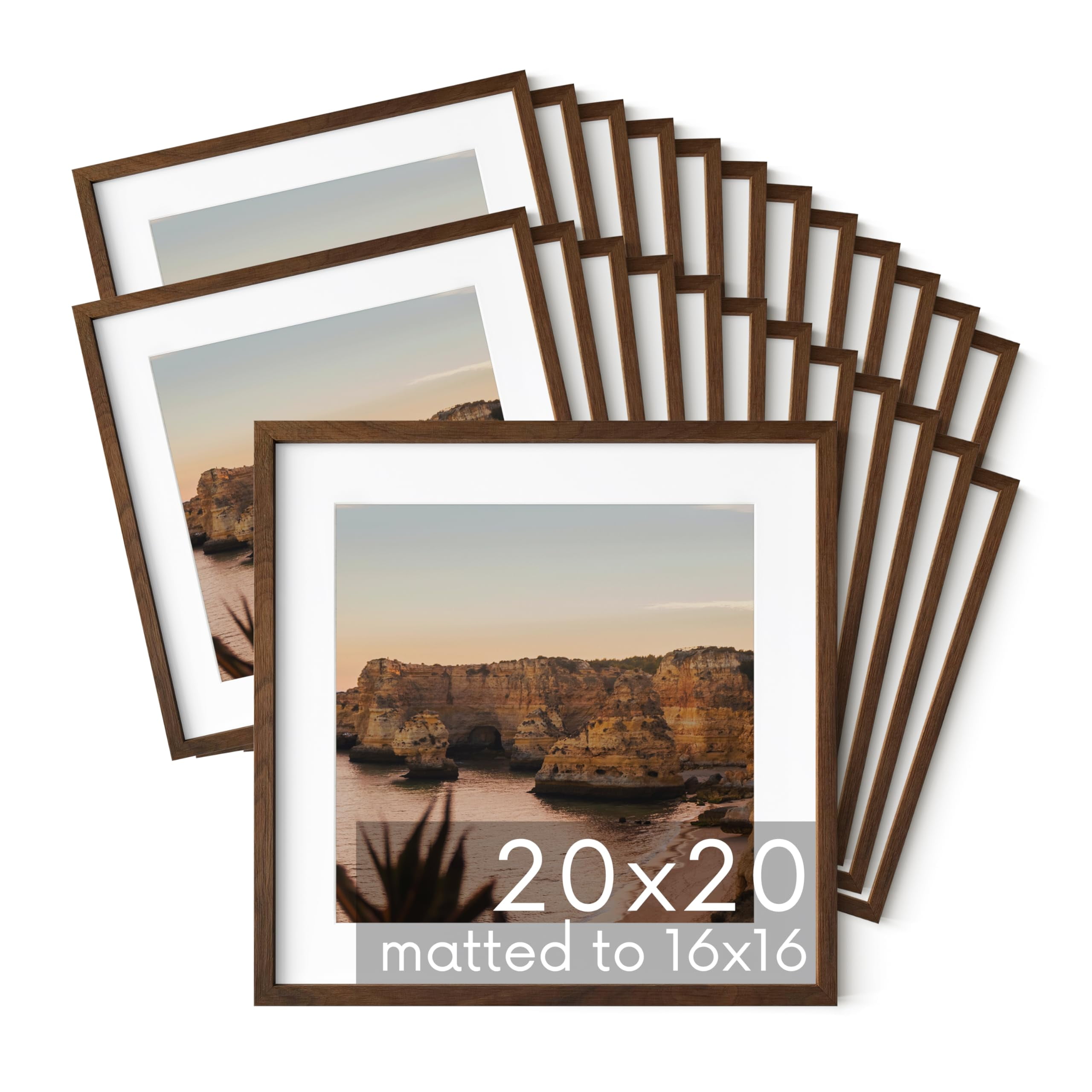 HAUS AND HUES Set of 25 Walnut Wood 20x20 Square Picture Frames ...