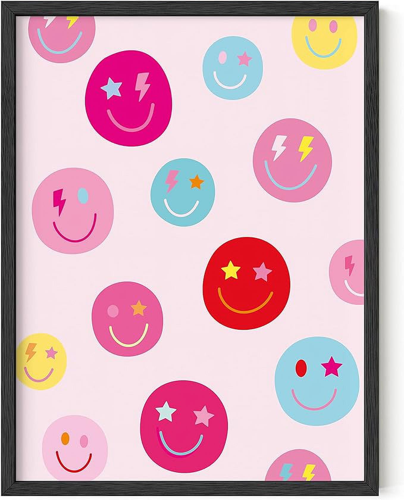 HAUS AND HUES Smiley Face Poster - Preppy Wall Art Pink Posters For ...