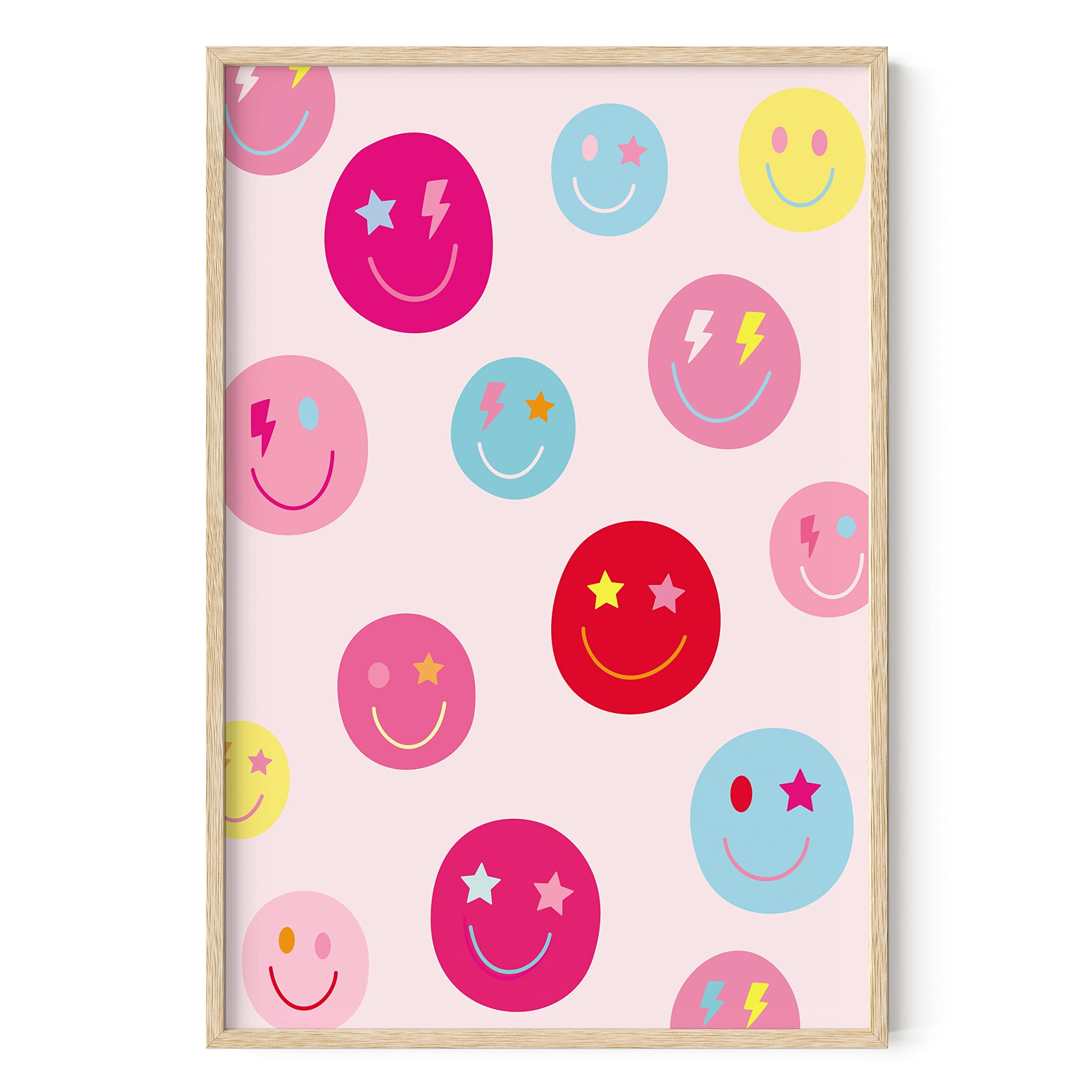 HAUS AND HUES Smiley Face Poster - Preppy Wall Art Pink Posters For ...