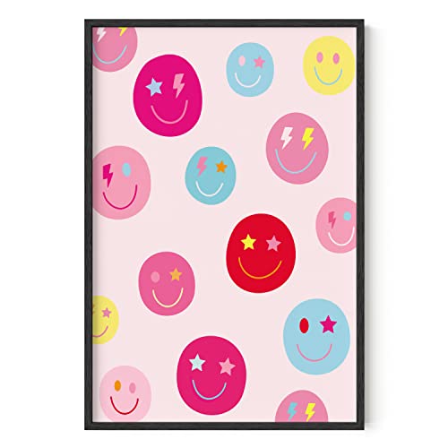 HAUS AND HUES Smiley Face Poster - Preppy Wall Art Pink Posters For ...