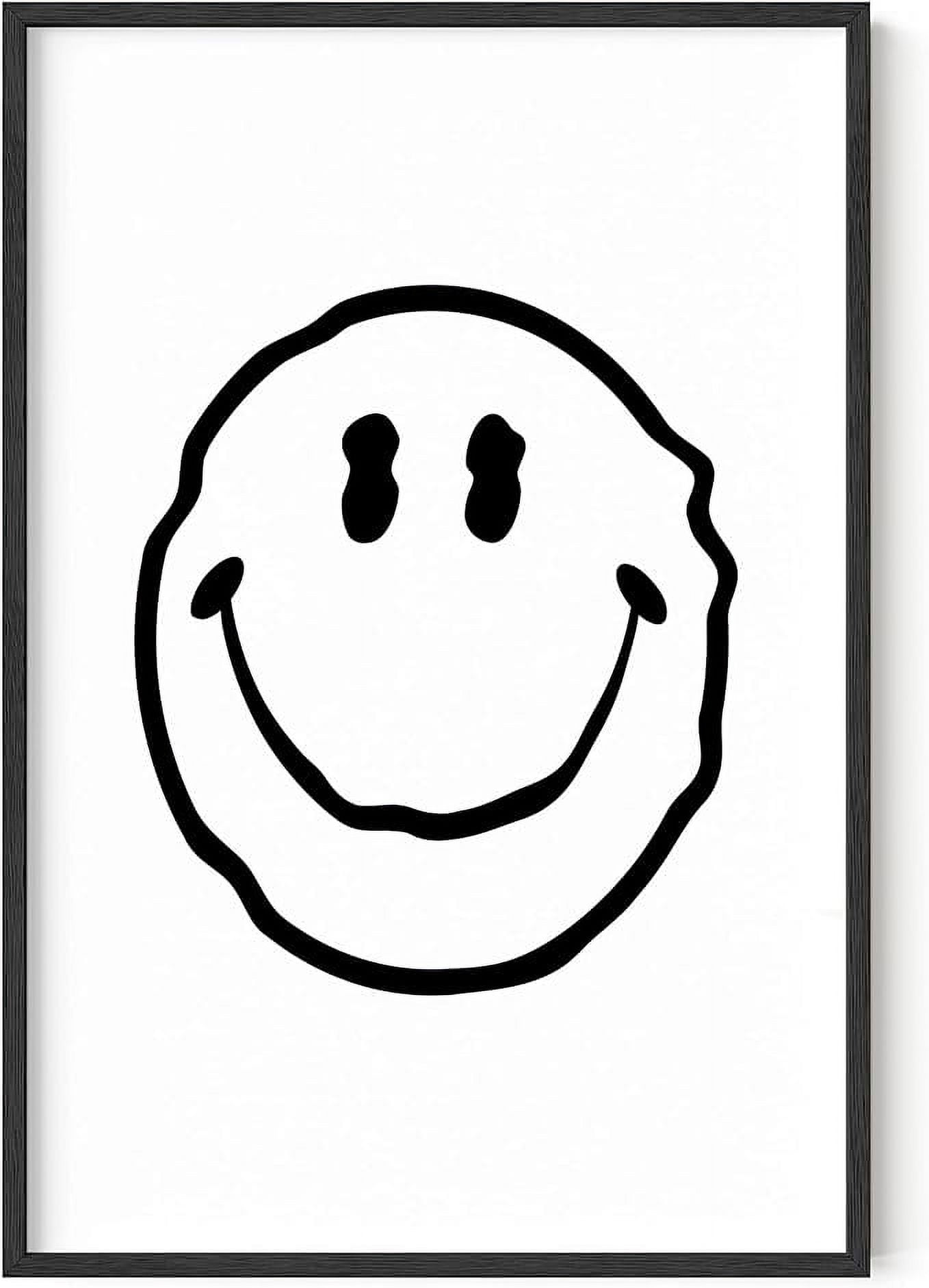 HAUS AND HUES Smiley Face Poster White Wavy Smiley Cool Posters for ...