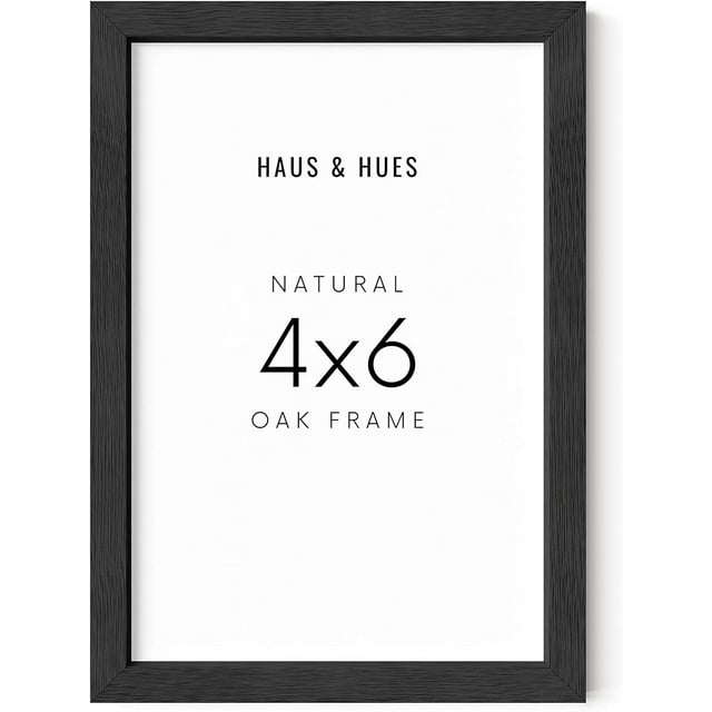 HAUS AND HUES Solid Oak 4x6 Black Photo Frame for Wall or Tabletop ...