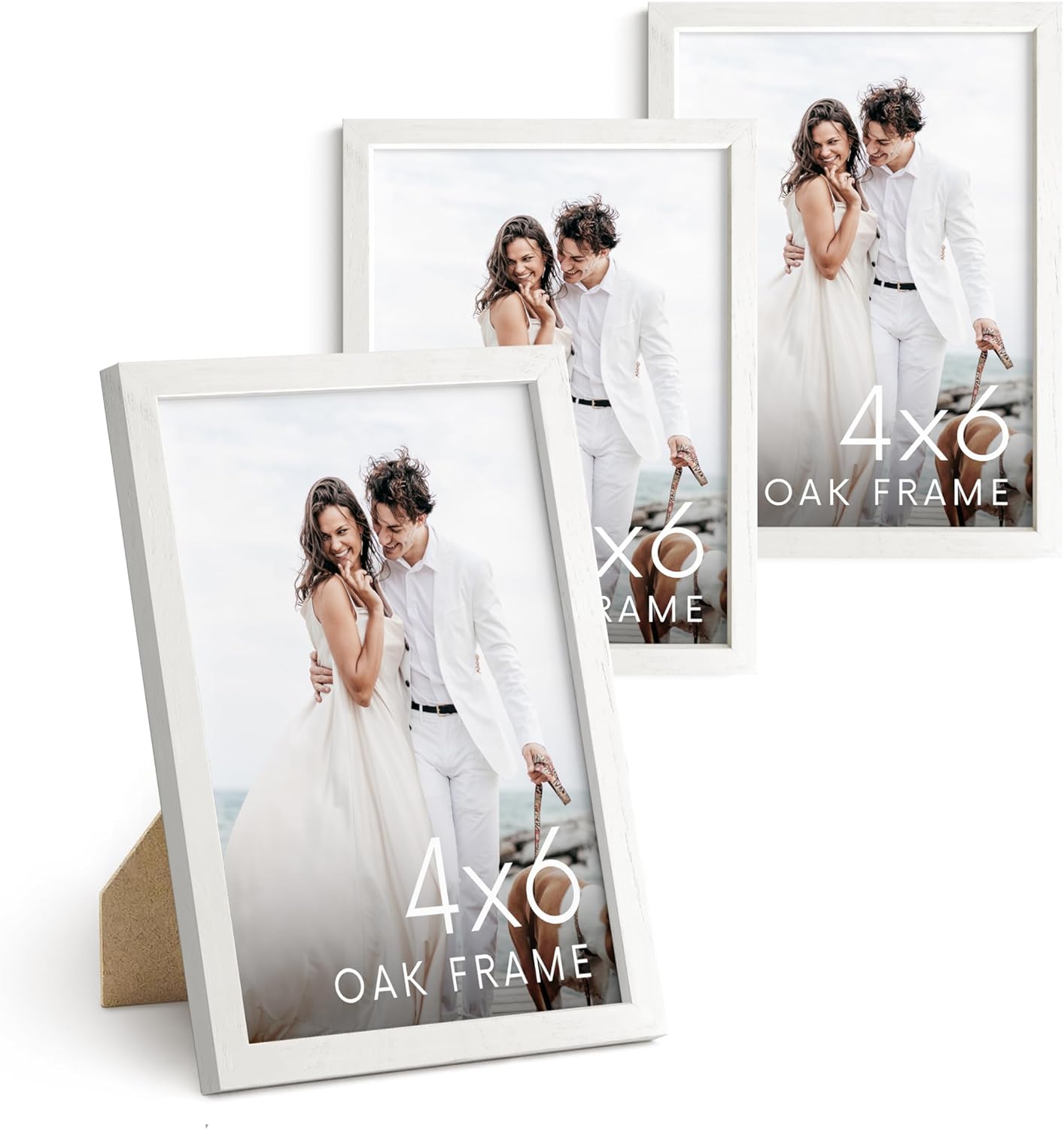 HAUS AND HUES Solid Oak 4x6 Picture Frame for Wall or Tabletop Set of 3-4x6 Picture Frame ...