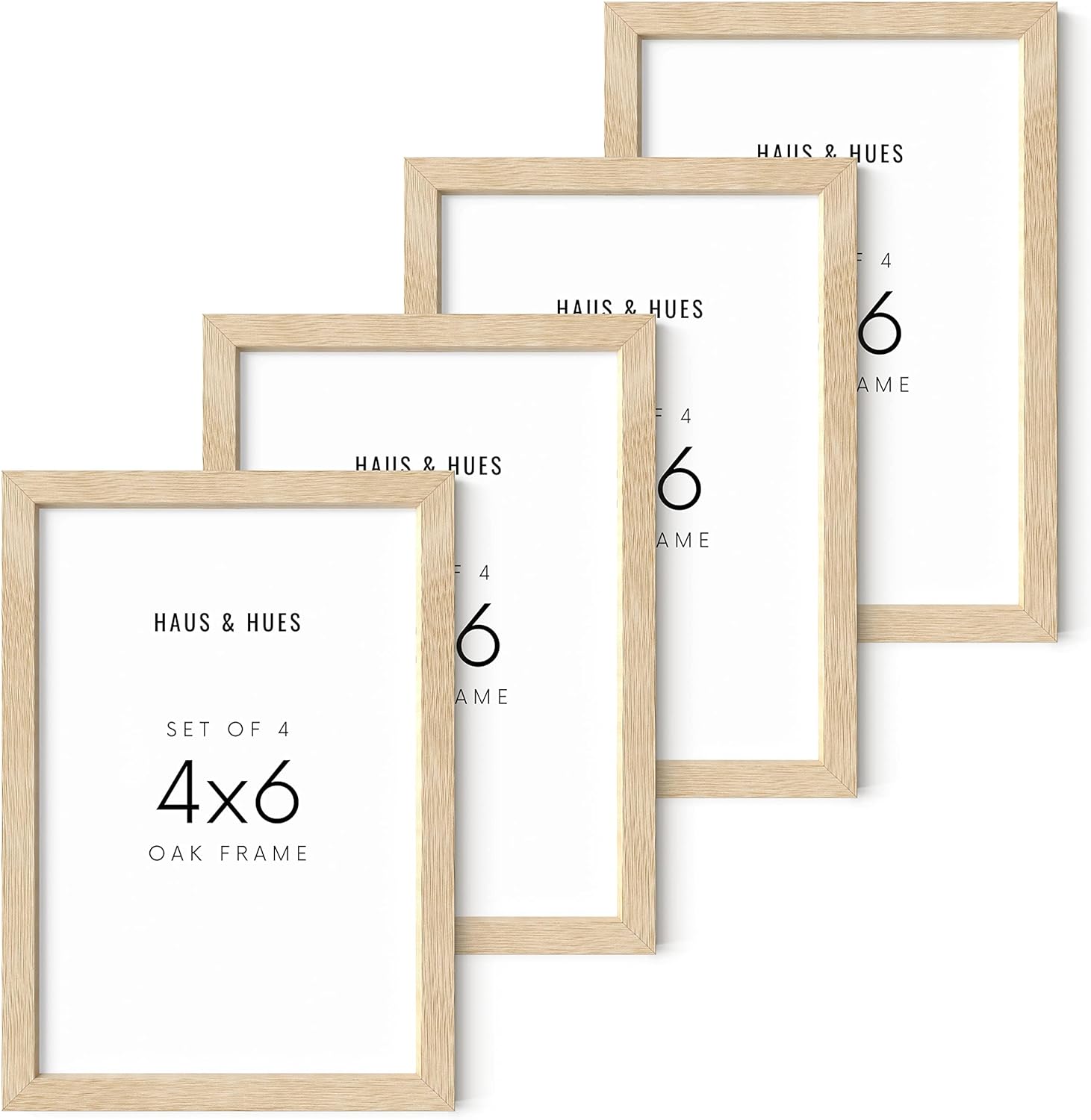 HAUS AND HUES Solid Oak 4x6 Picture Frame for Wall or Tabletop Set of 4 ...