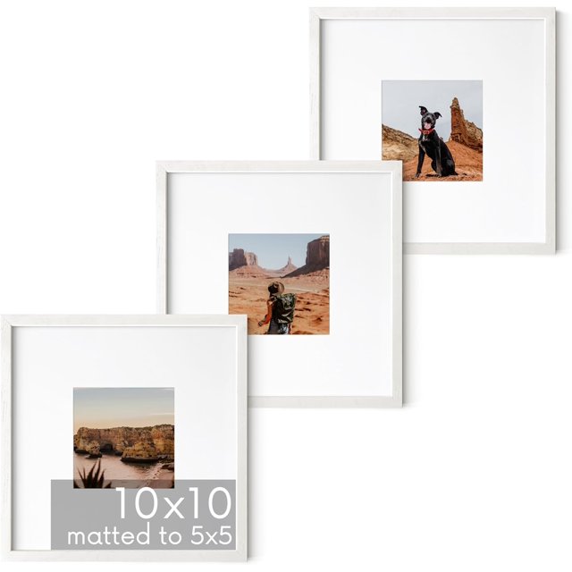 HAUS AND HUES Solid Oak Wood 10”x10” Picture Frames Matted to 5”x5” Set ...