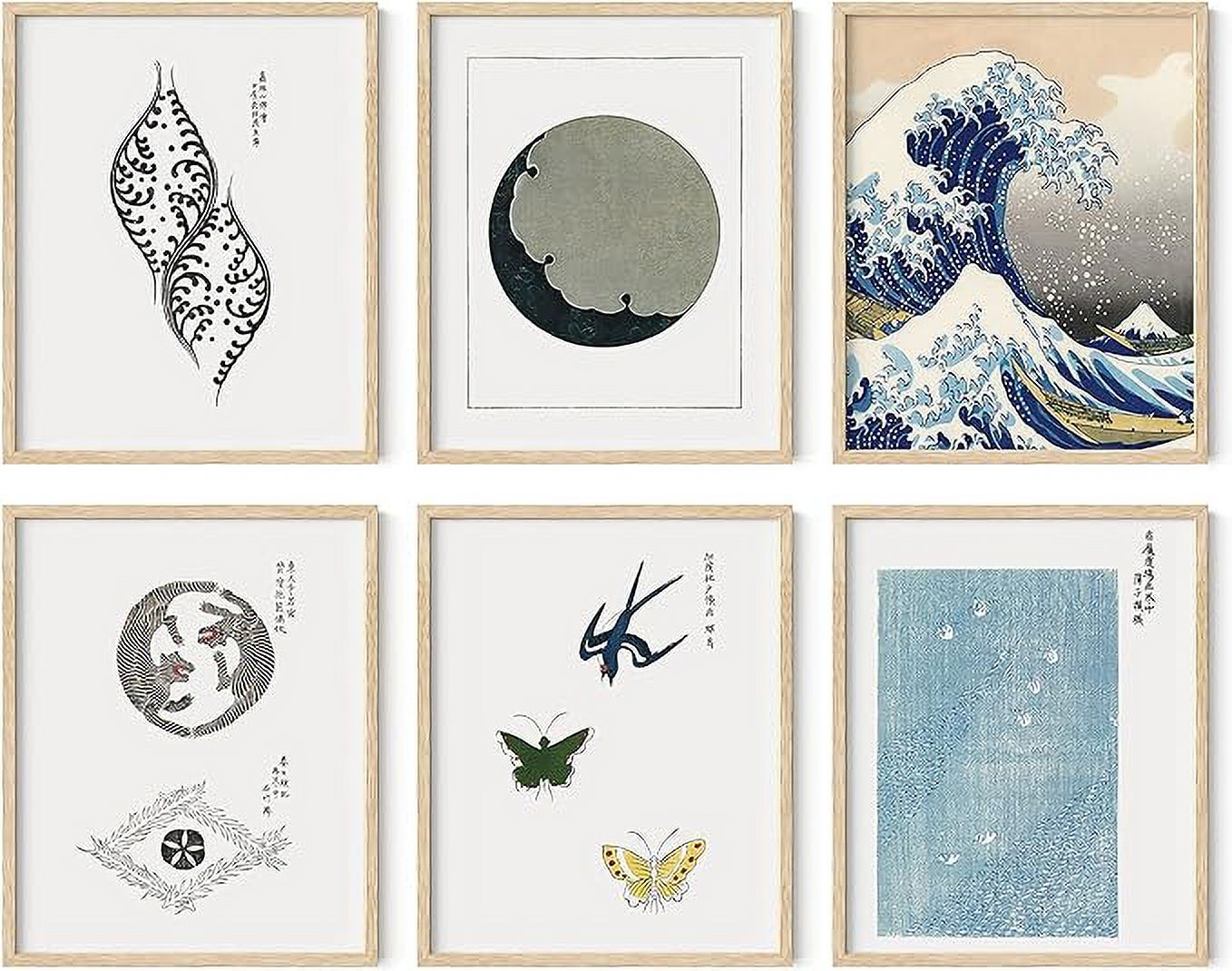 HAUS AND HUES Vintage Japanese Wall Art Framed - Set of 6 Asian Art ...
