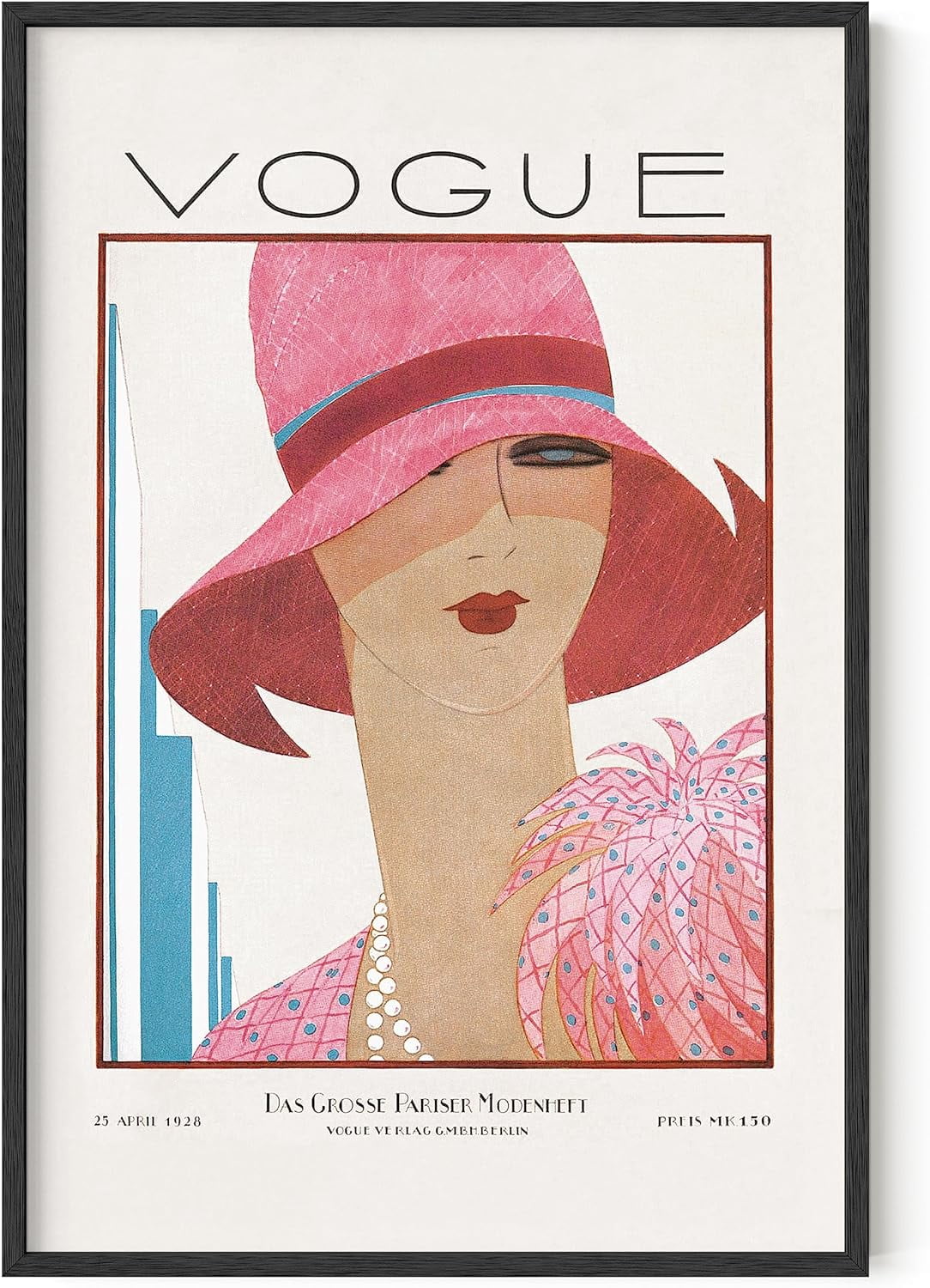 HAUS AND HUES Vintage Vogue Poster Fashion Wall Art - Pink Posters ...