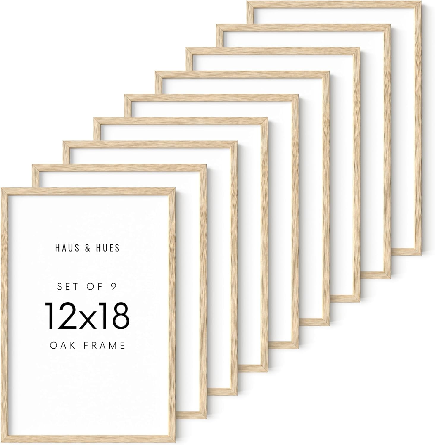 HAUS AND HUES 12 by 18 Picture Frame Set of 9-12 x 18 Poster Frame, 18x12 Light Wood Frame ...