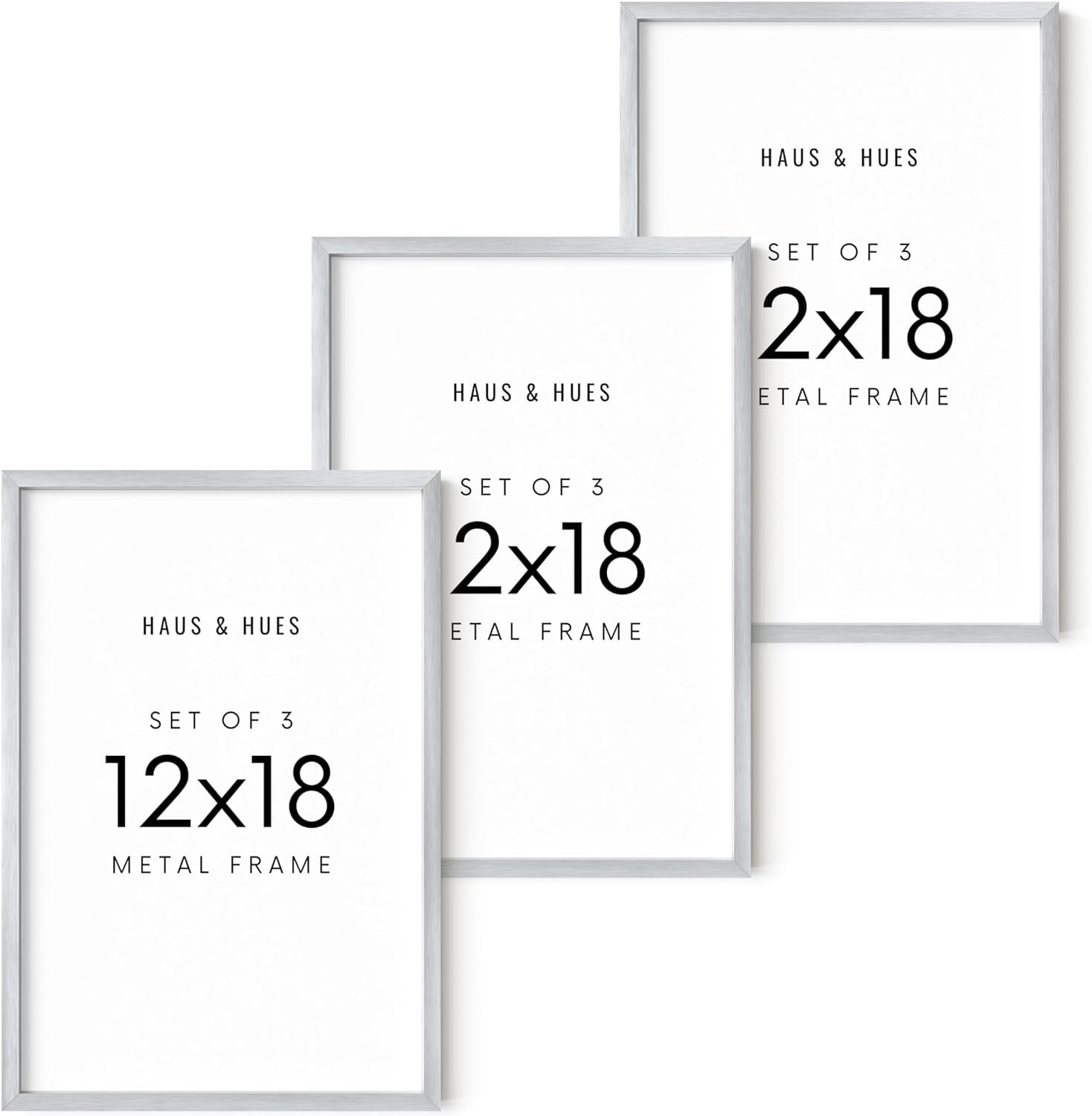 HAUS AND HUES 12x18 Silver Metal Picture Frames - Features Premium ...