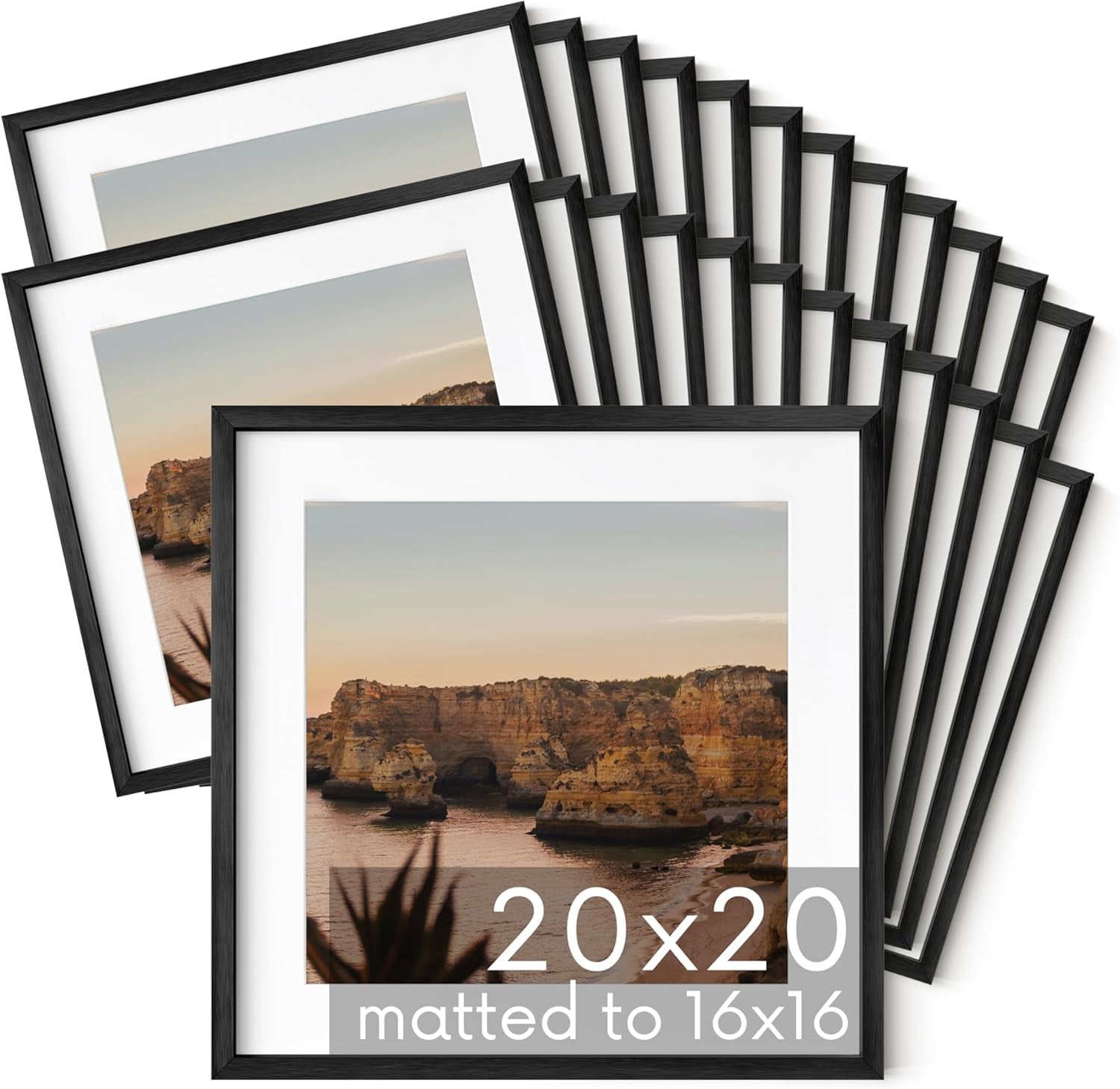 HAUS AND HUES 20x20 Black Metal Picture Frames Matted to 16x16 ...