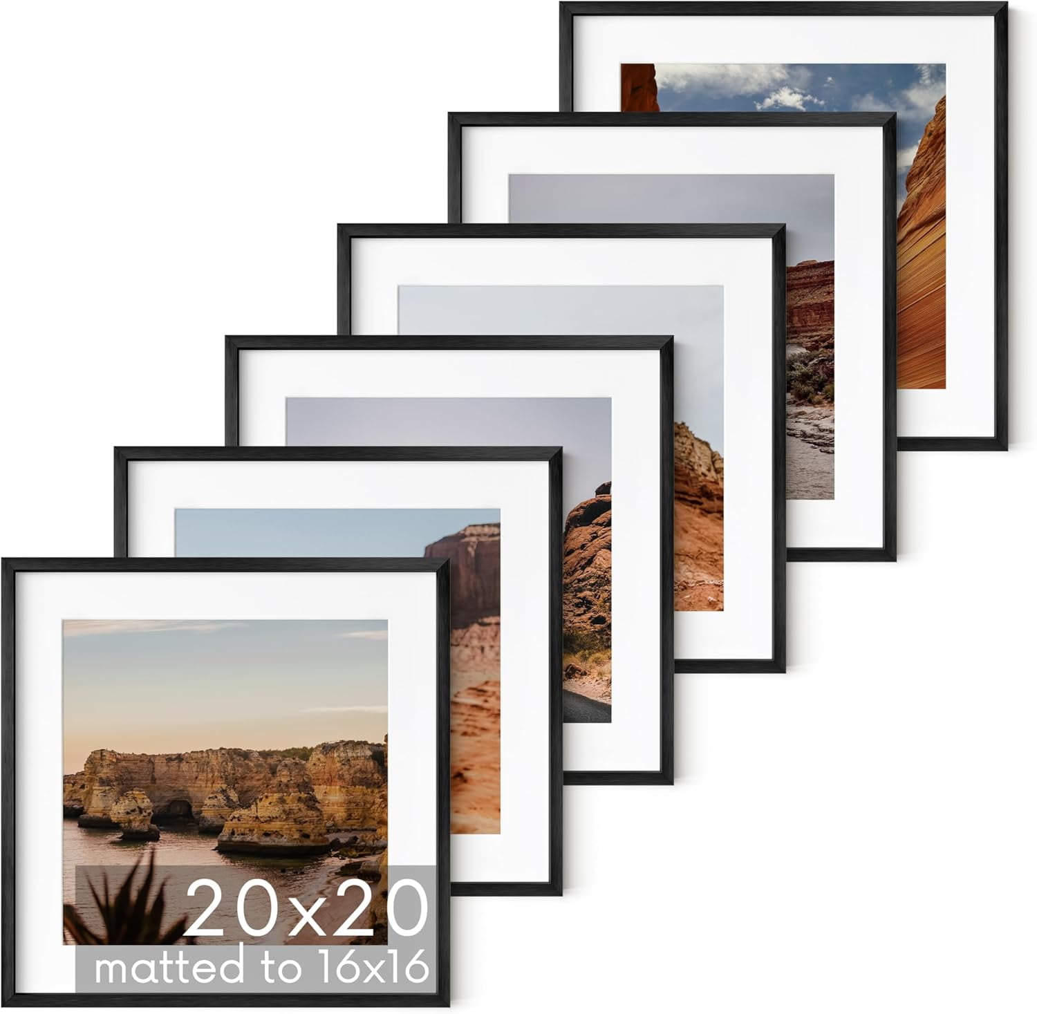HAUS AND HUES 20x20 Black Metal Picture Frames Matted to 16x16 ...